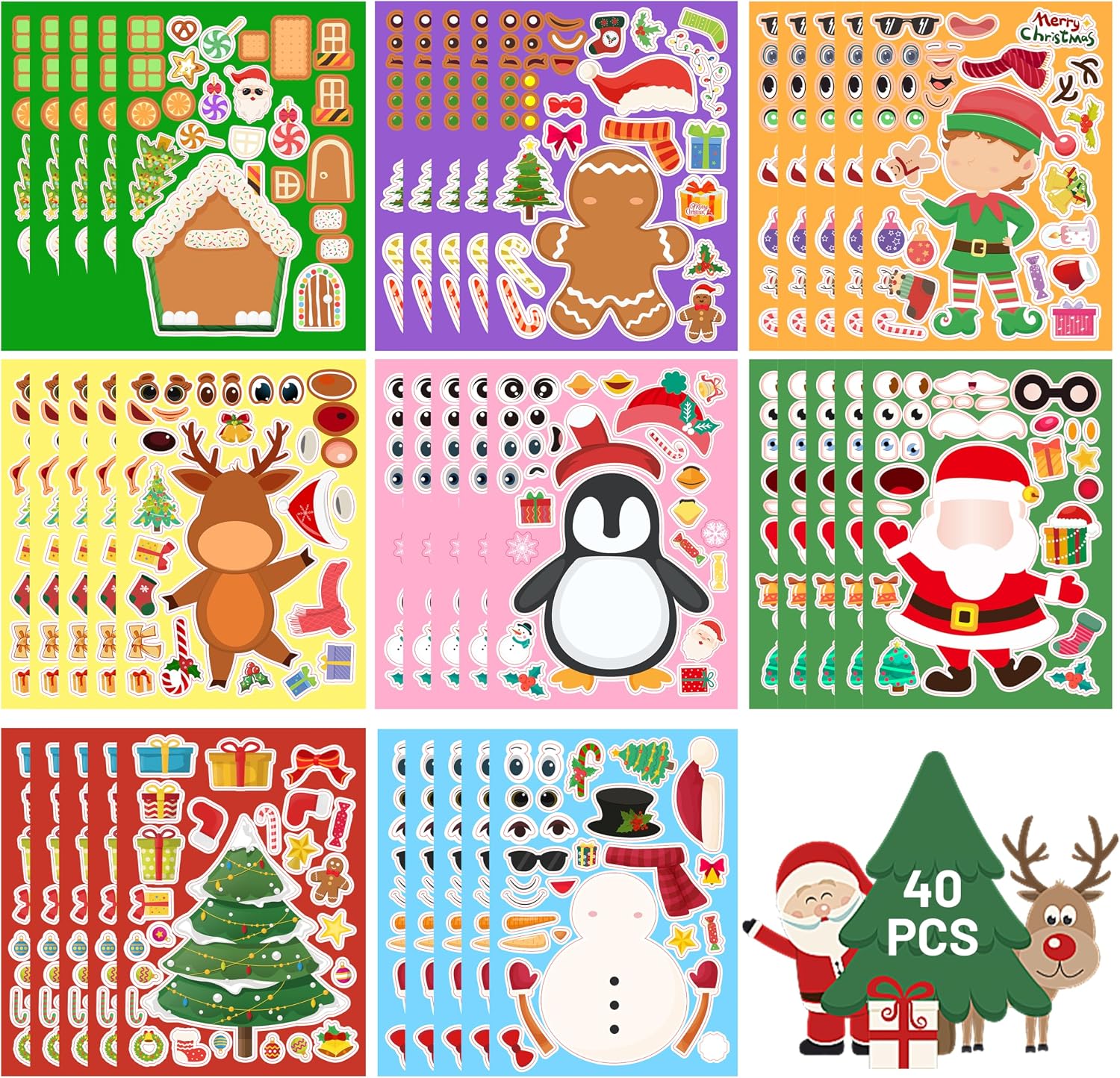 Amazon.com: Christmas Stickers for Kids - 40 Sheets Stocking Stuffers ...