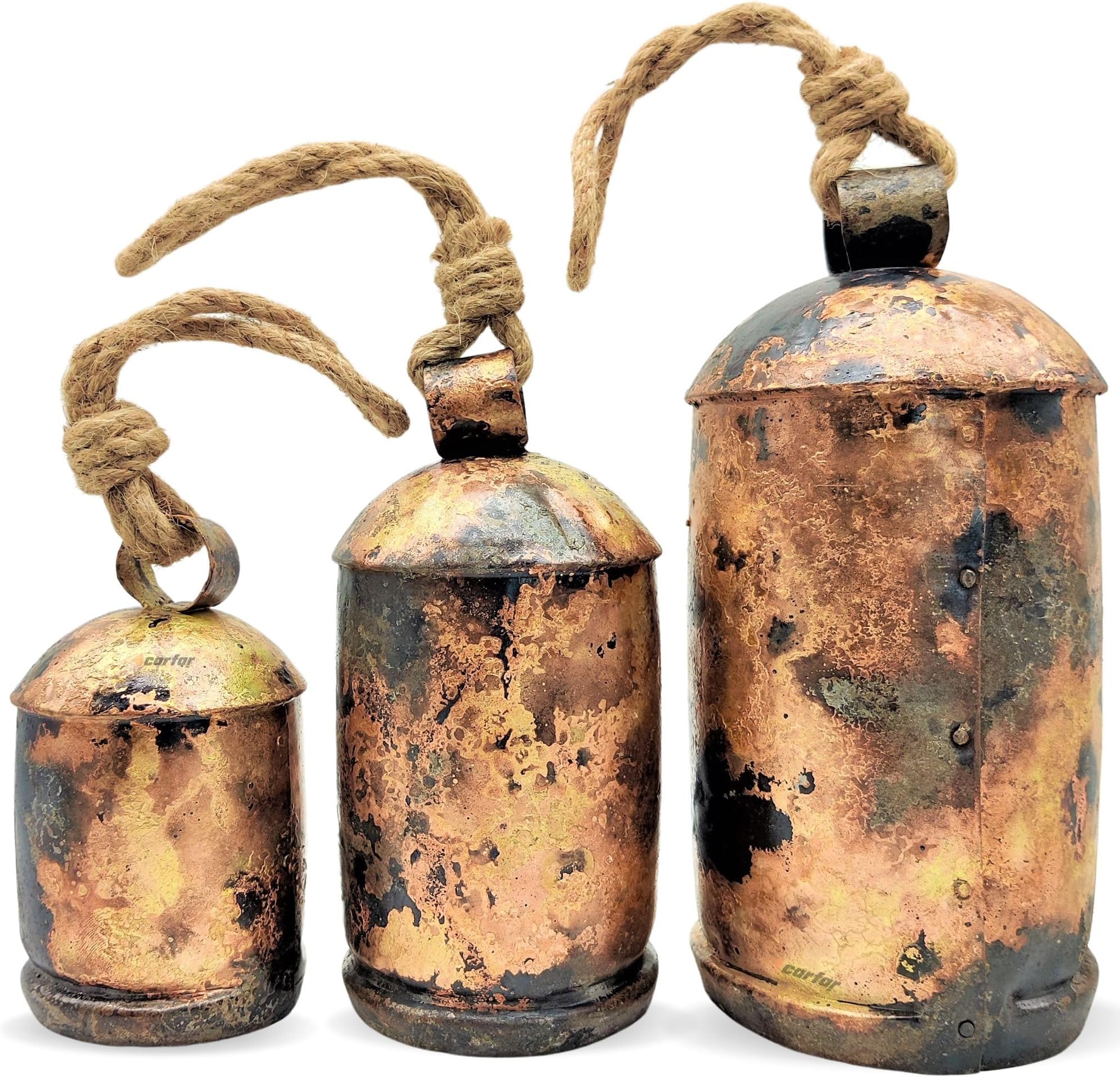 Amazon.com: Vintage Rustic Lucky Tin Metal Cow Bells Handmade Set of 3 ...