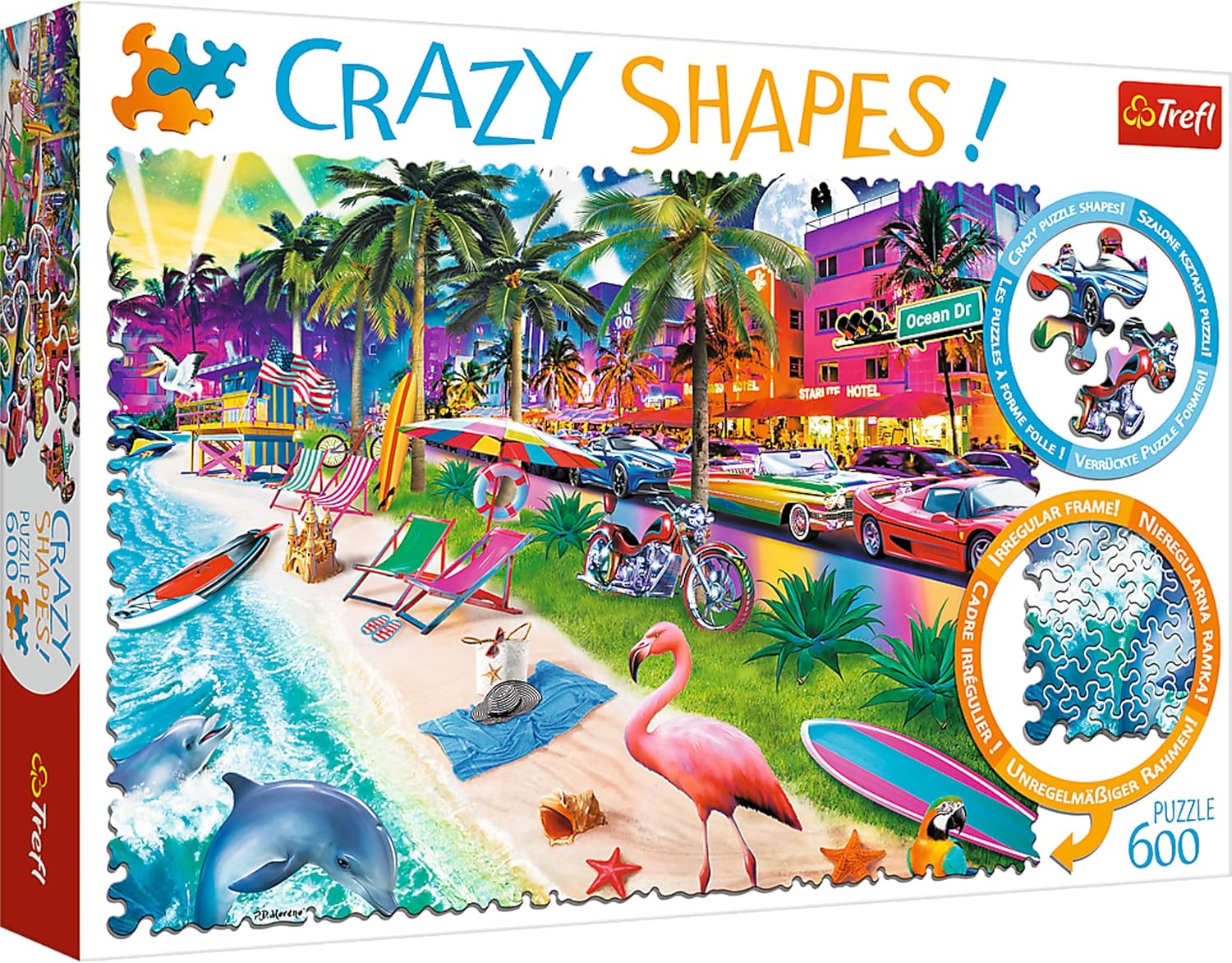 Amazon.com: Trefl Crazy Shapes: Miami Beach-600 Pieces Crazy Shapes ...