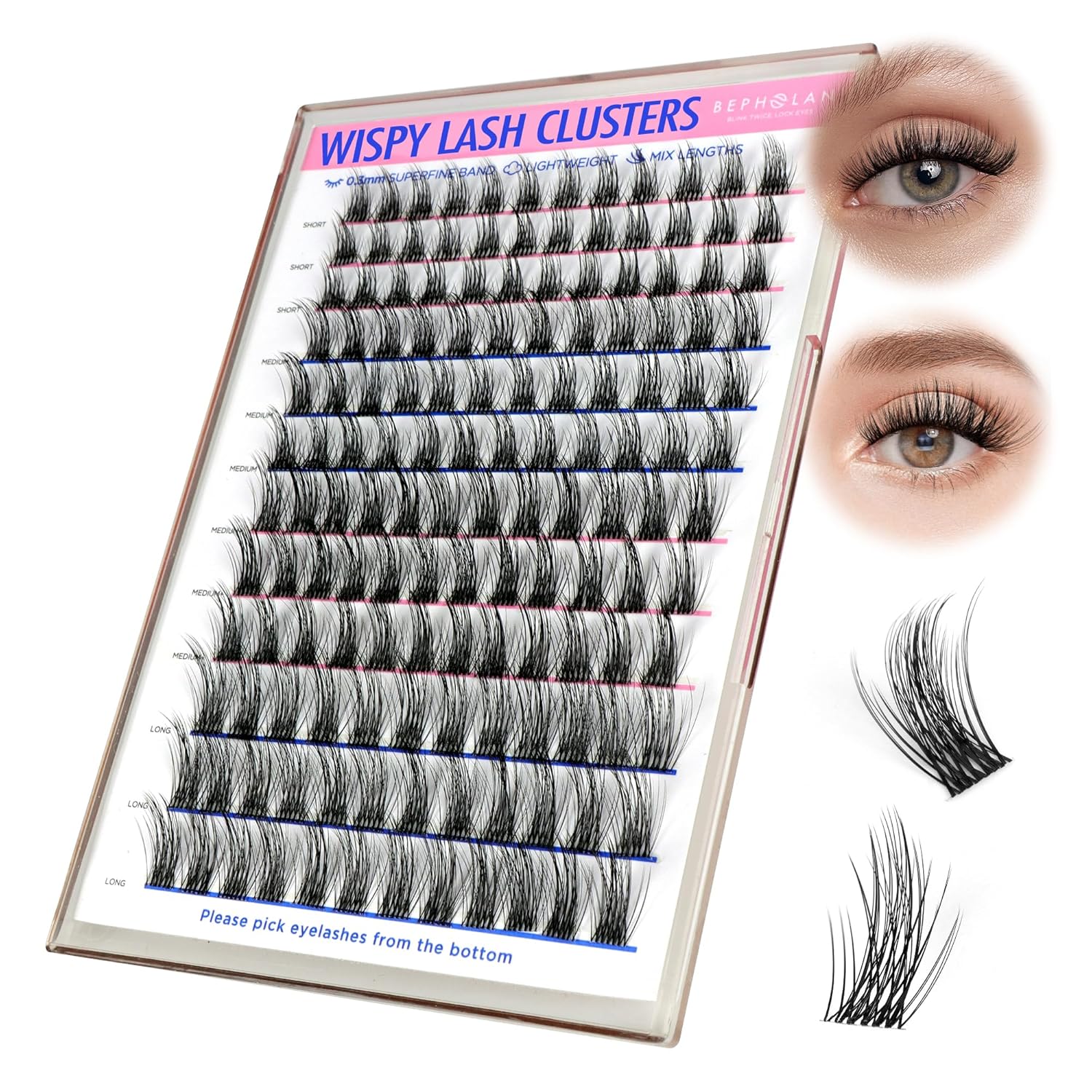 Amazon.com: Bepholan Lash Clusters 144pcs DIY Eyelash Extension lndividual Lashes Natural Lash ...