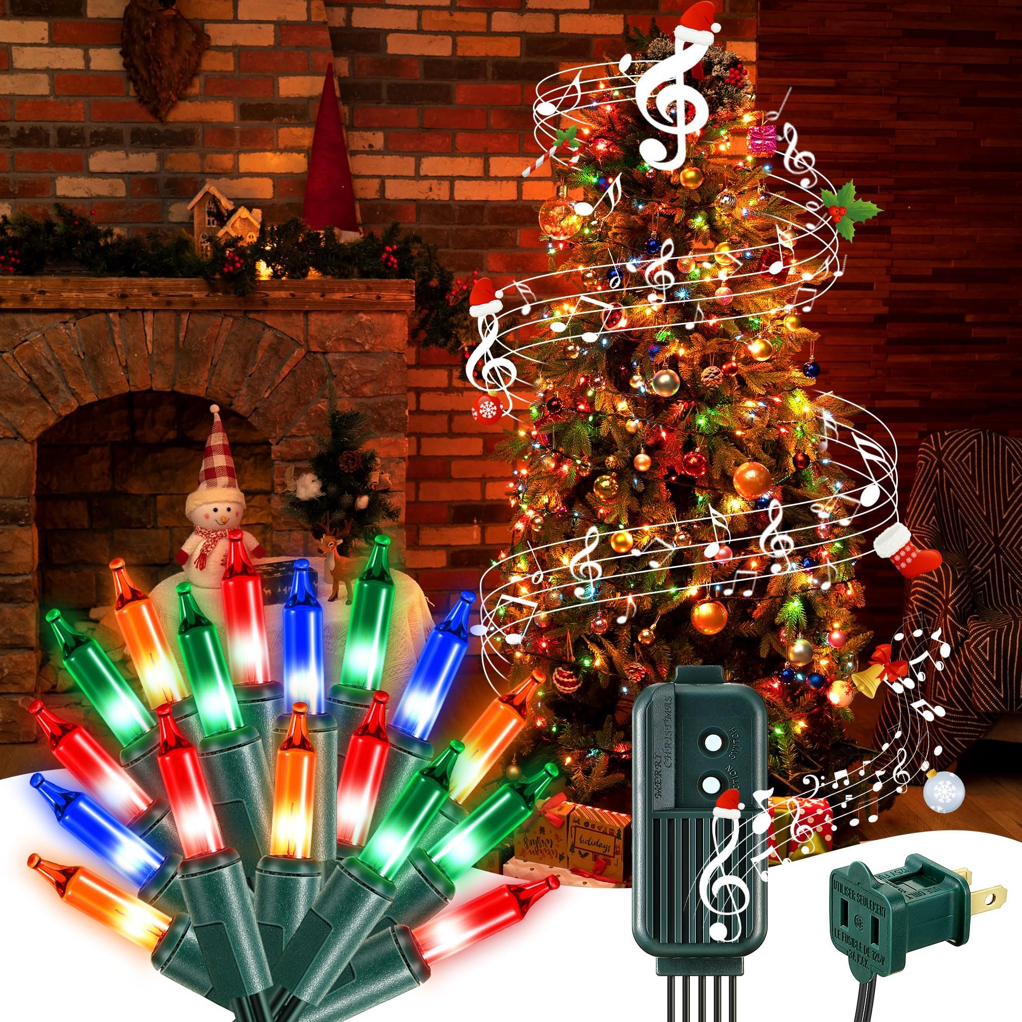 Amazon.com: Enhon 280 LEDs 65ft Musical Christmas Lights, Christmas ...