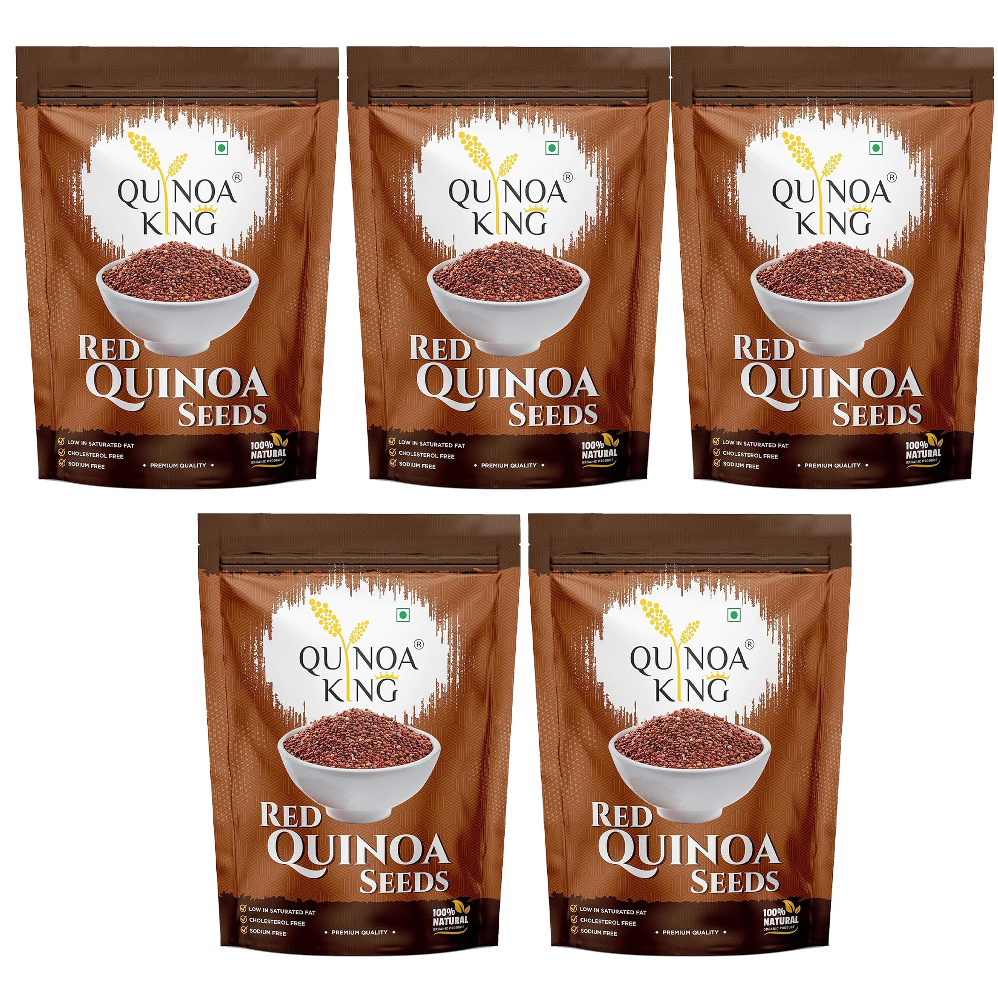 QUINOA KING Red Quinoa Seeds 5Kg| (5 Pack Of 1kgs Packets) | Gluten ...