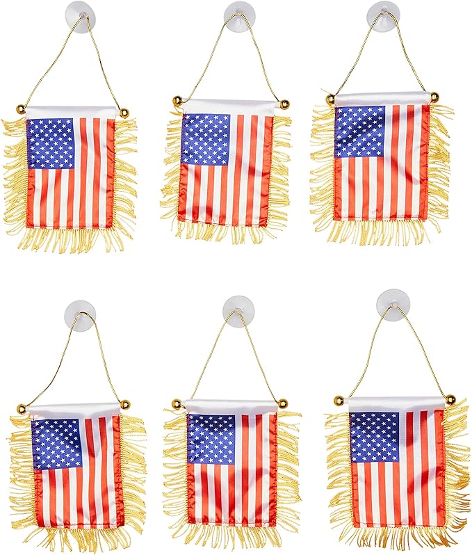 Amazon.com : Mini American Flags - 6-Pack Car Window Mirror Hanging ...