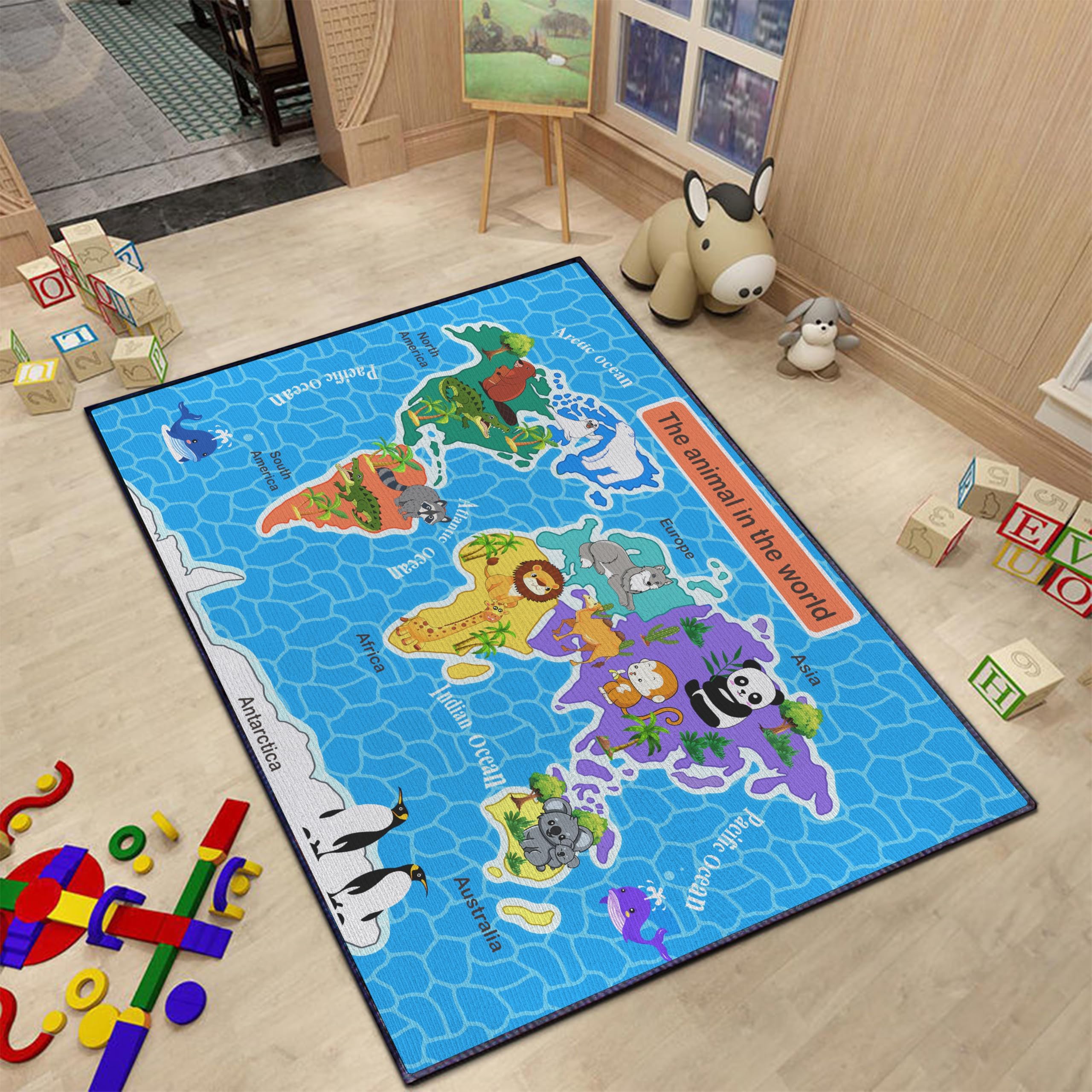Amazon.com: Large World Map Hop Count Floor Carpet Play Rug for Kids ...
