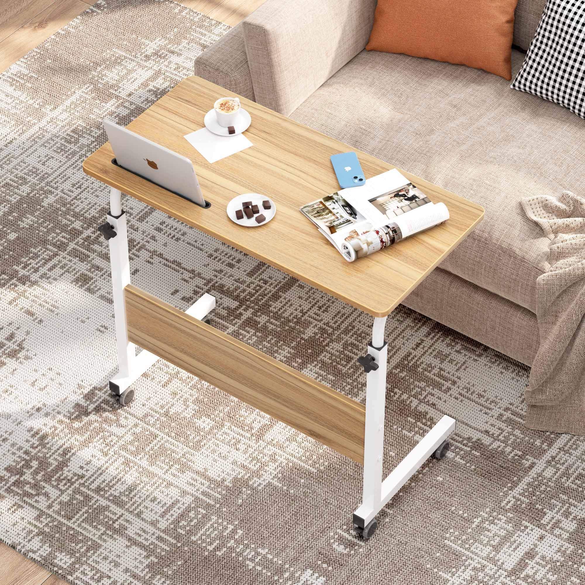 Wellynap 31.4” Mobile Side Table, Adjustable Movable with Tablet Slot ...