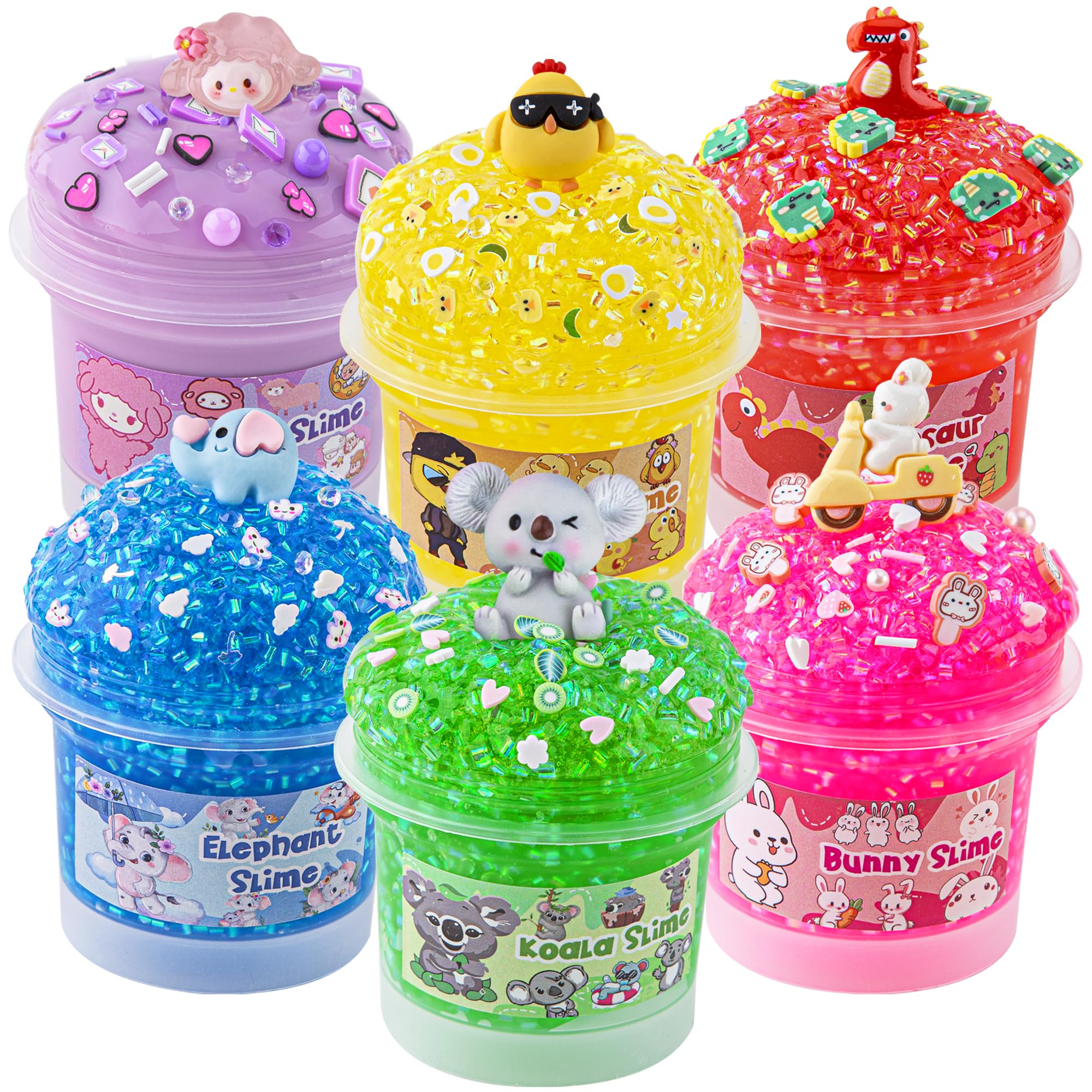 6 Pack Animal Slime Kit, 20 FL OZ Bingsu Slime for Kids, Good Stretchy ...
