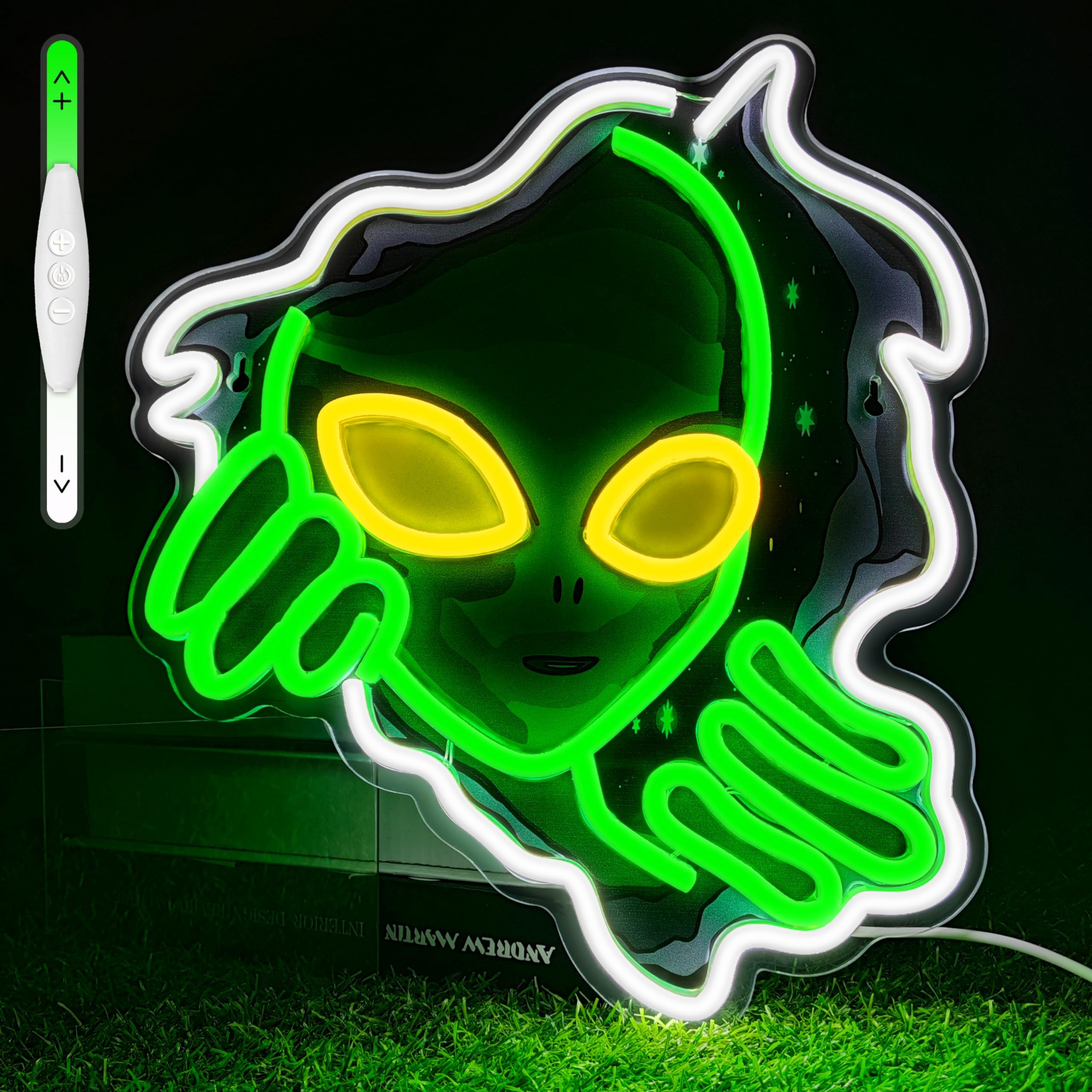 Amazon.com : JIARODEY Alien Neon Sign,Dimmable Green Alien Led Neon ...