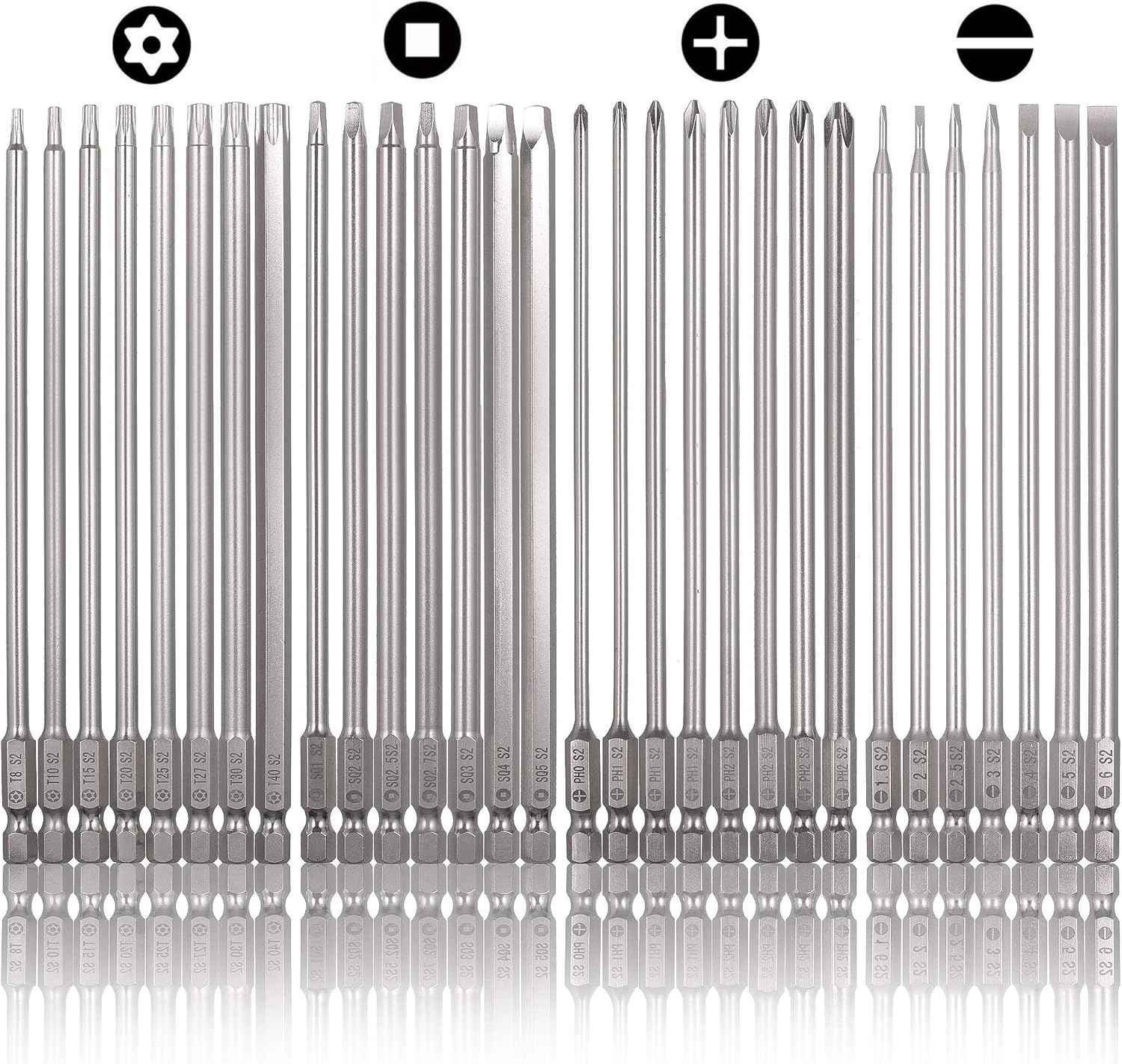 Mixiflor 30 Pcs S2 Screwdriver Bit Set, 4 in Security Bit Set Extra ...