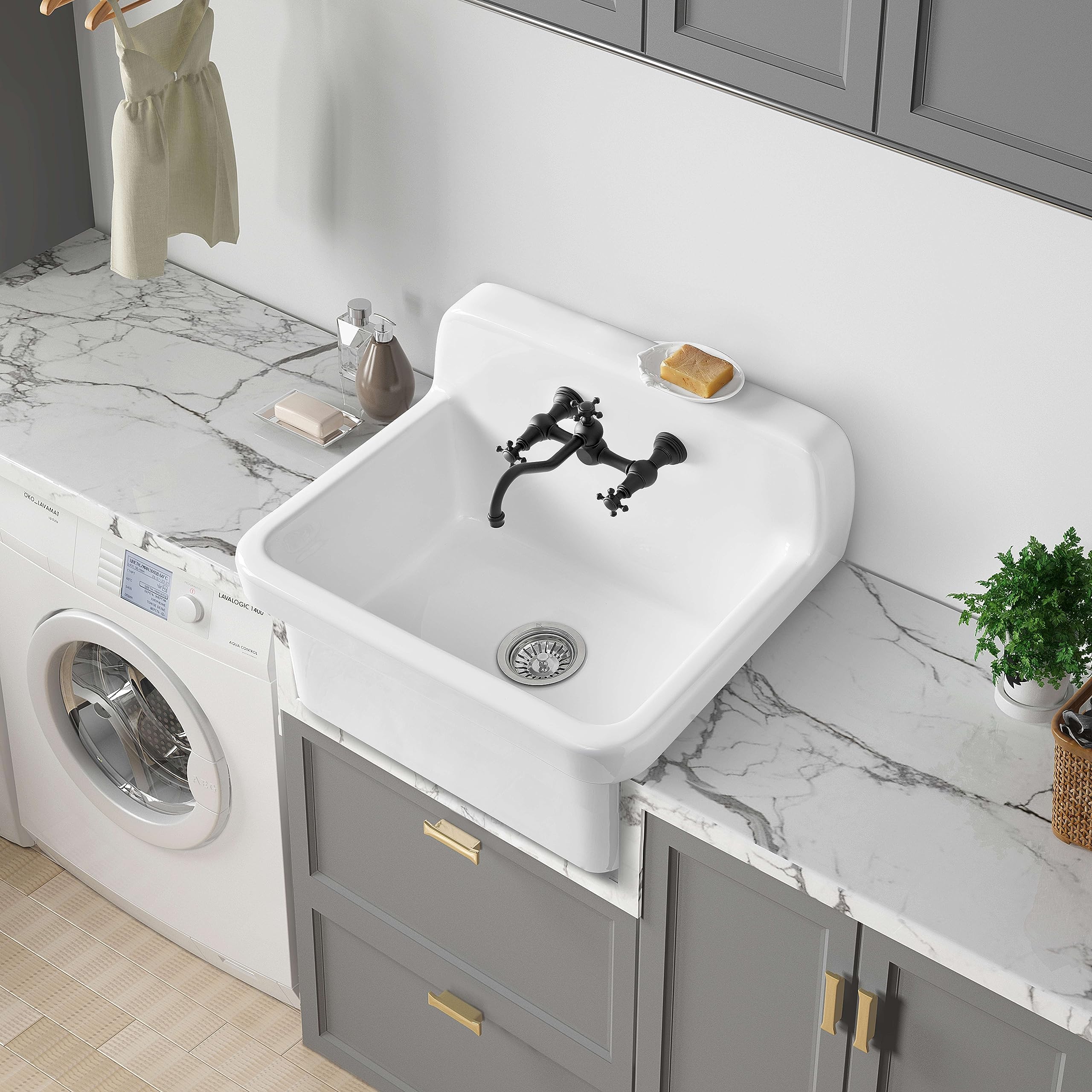 Alape Bucket Sink Wall Mounted Small Service Sink Glazed Steel Utility ...