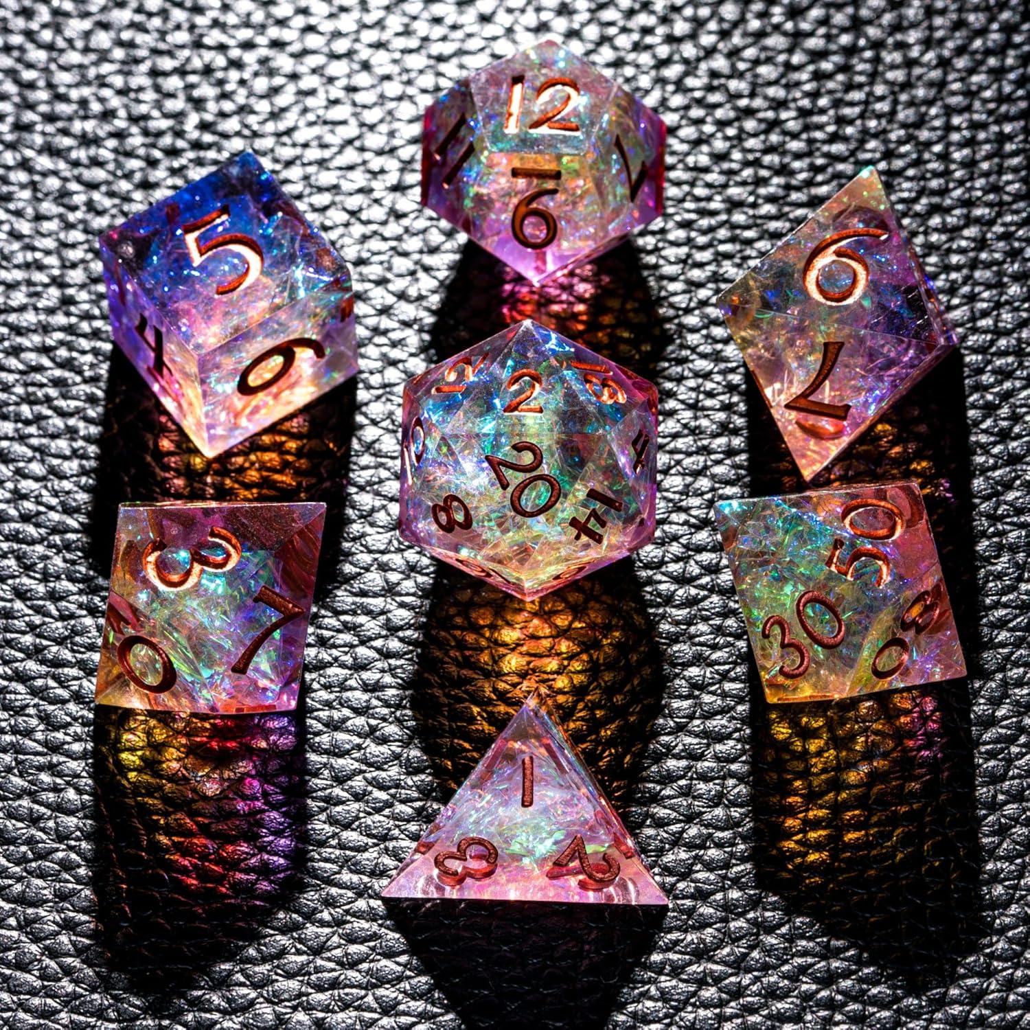 Amazon.com: CRITALLIC 7PCS DND Dice Set,Transparent Sharp Edge Dice Set ...