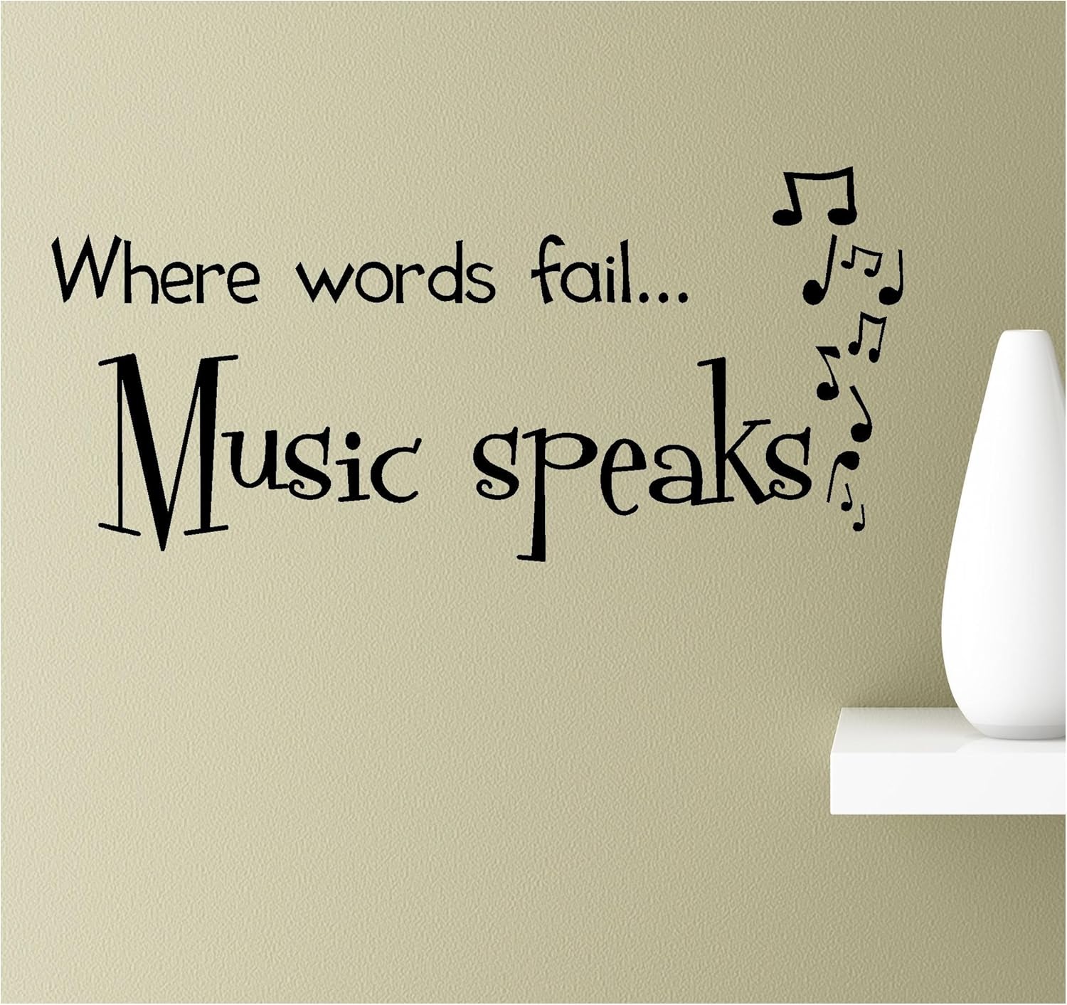 Amazon.com: Where Words Fail Music Speaks Vinyl Wall Art Inspirational ...