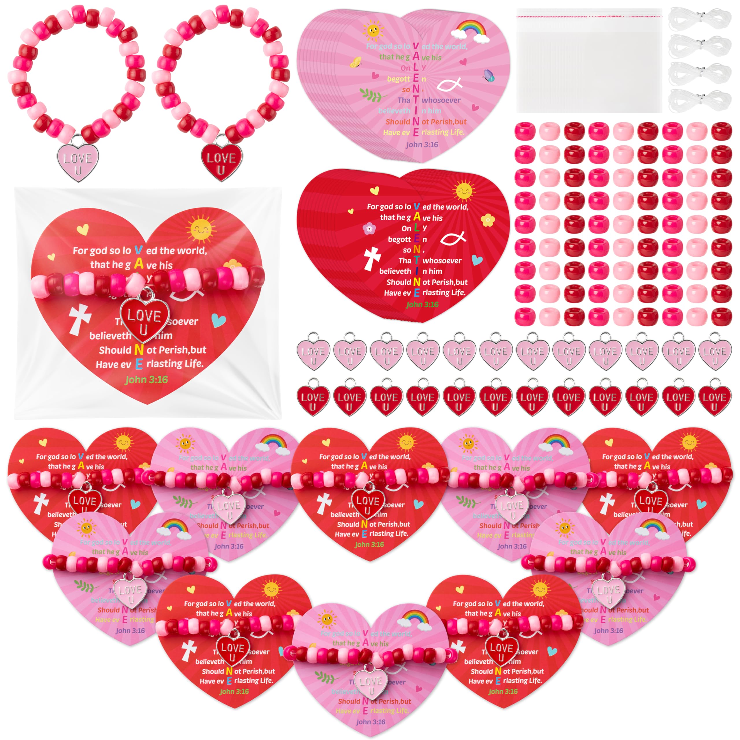 Amazon.com: TICIAGA Valentine’s Day Greeting Card Bracelet - 24 Set ...