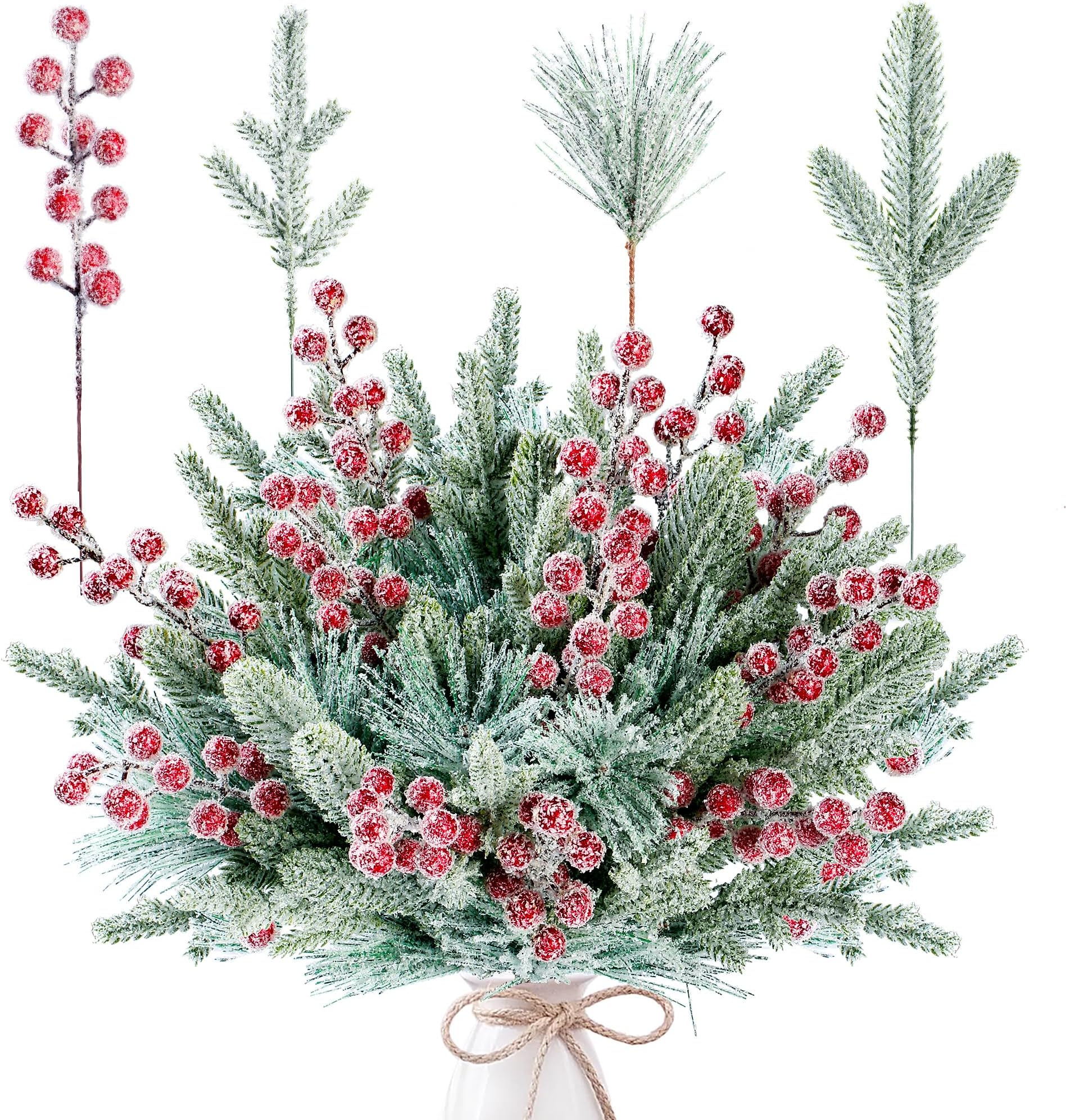 Amazon.com: Christmas Frosted Pine Branches 11.8" Snowy Artificial Pine ...