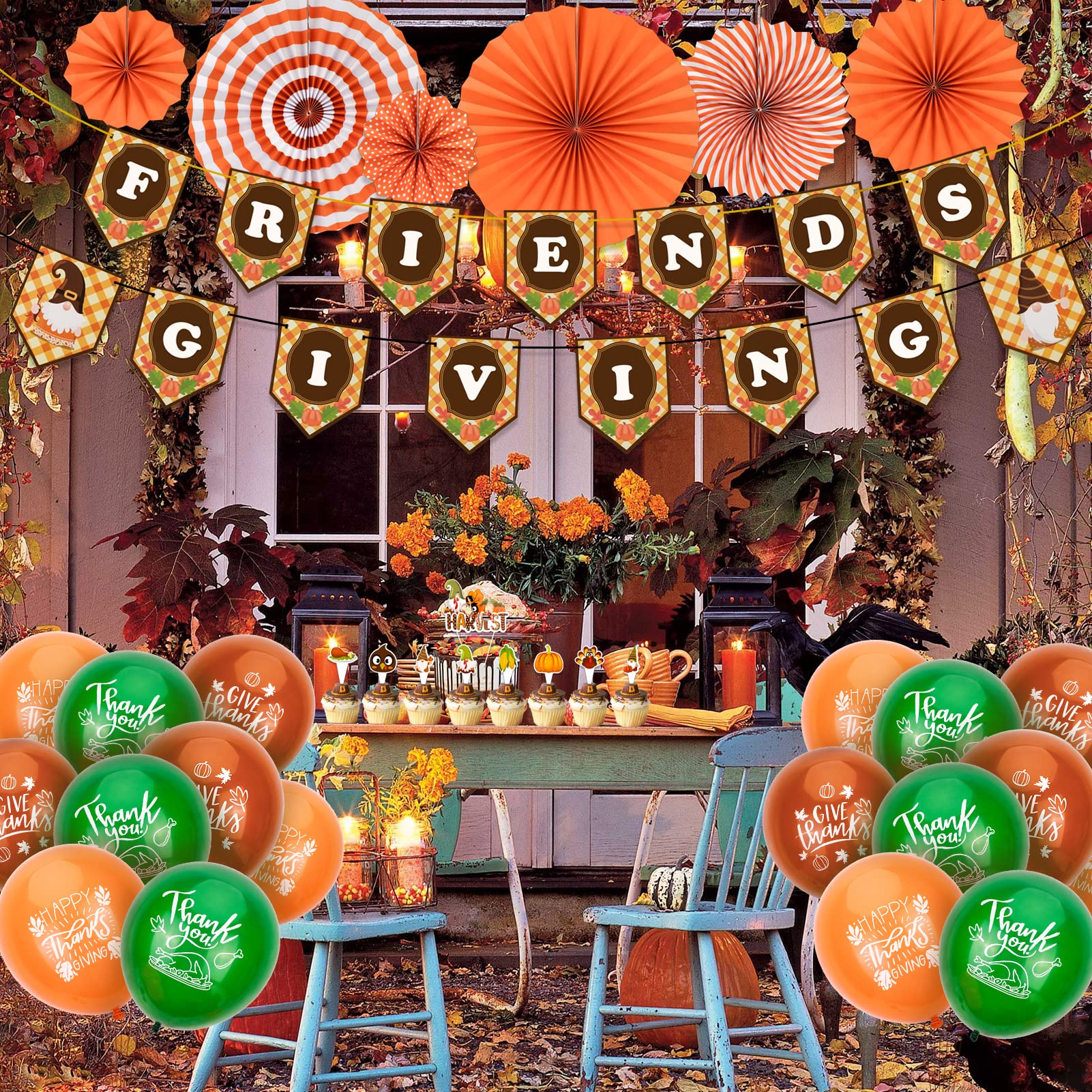 Friendsgiving Banner Backdrop Friendsgiving Party Decorations Kit ...