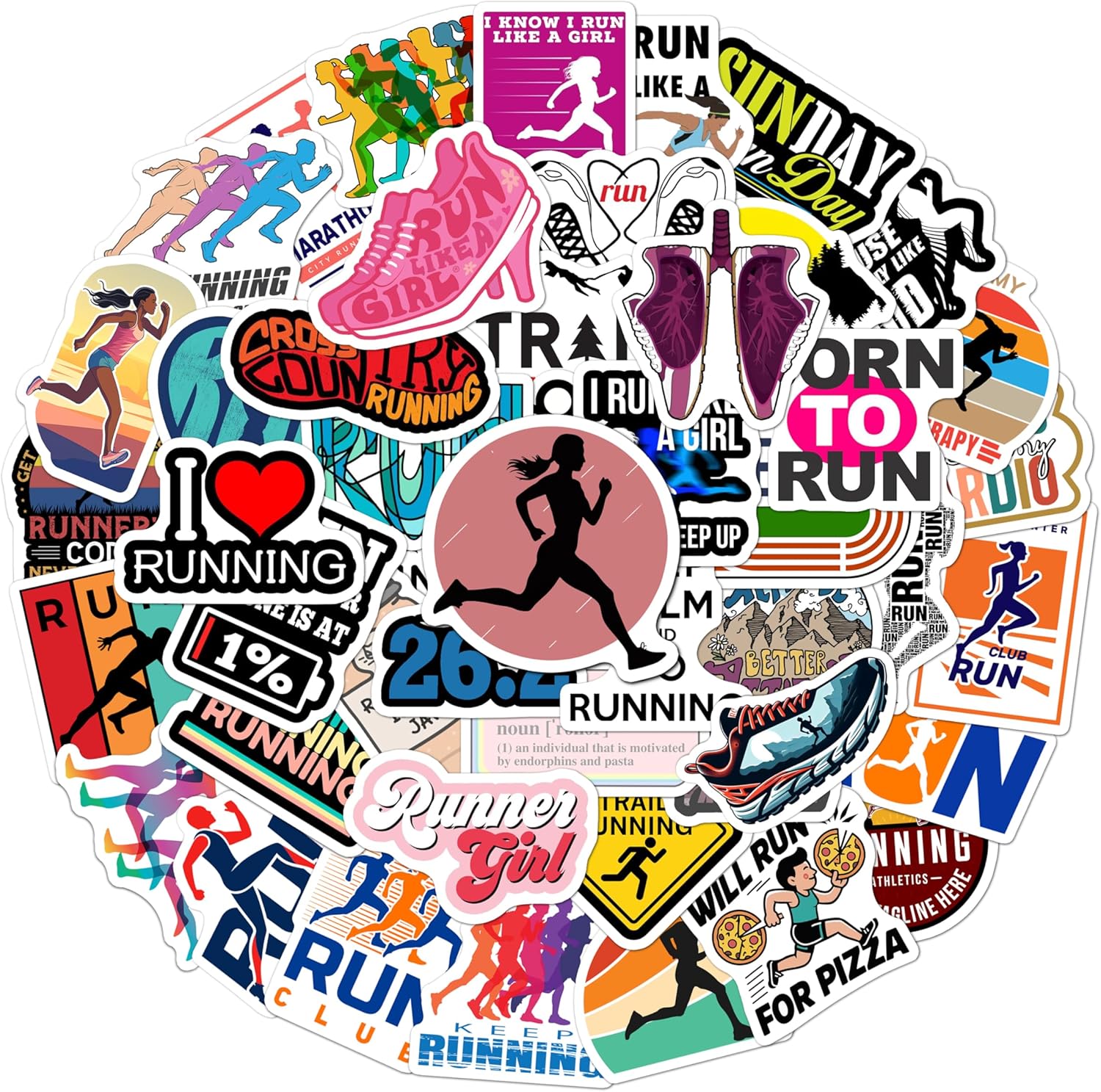 Amazon.com: BEATRI Running Sticker 50pcs Sports Stickers Vinyl ...