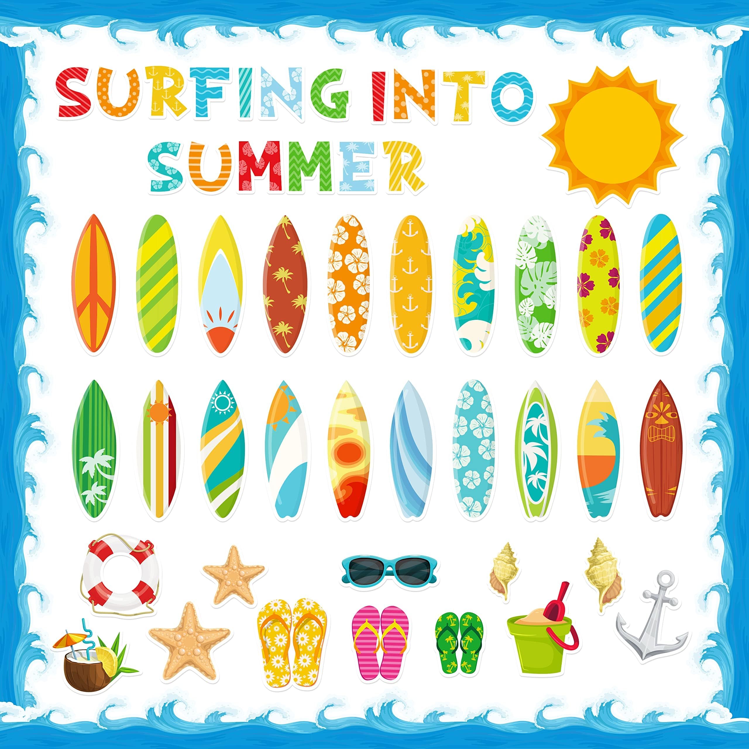 Snapklik.com : Summer Surfboard Bulletin Board Cutouts - 110Pcs Surfing ...