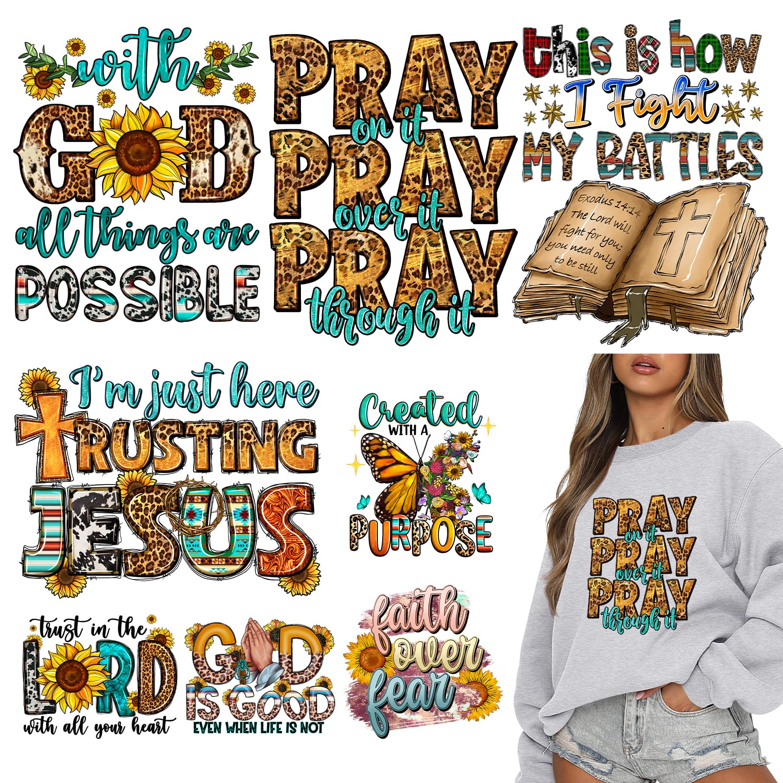 Amazon.com: 8pcs Iron On Decals,Iron On Transfer Heat Transfers Patches ...