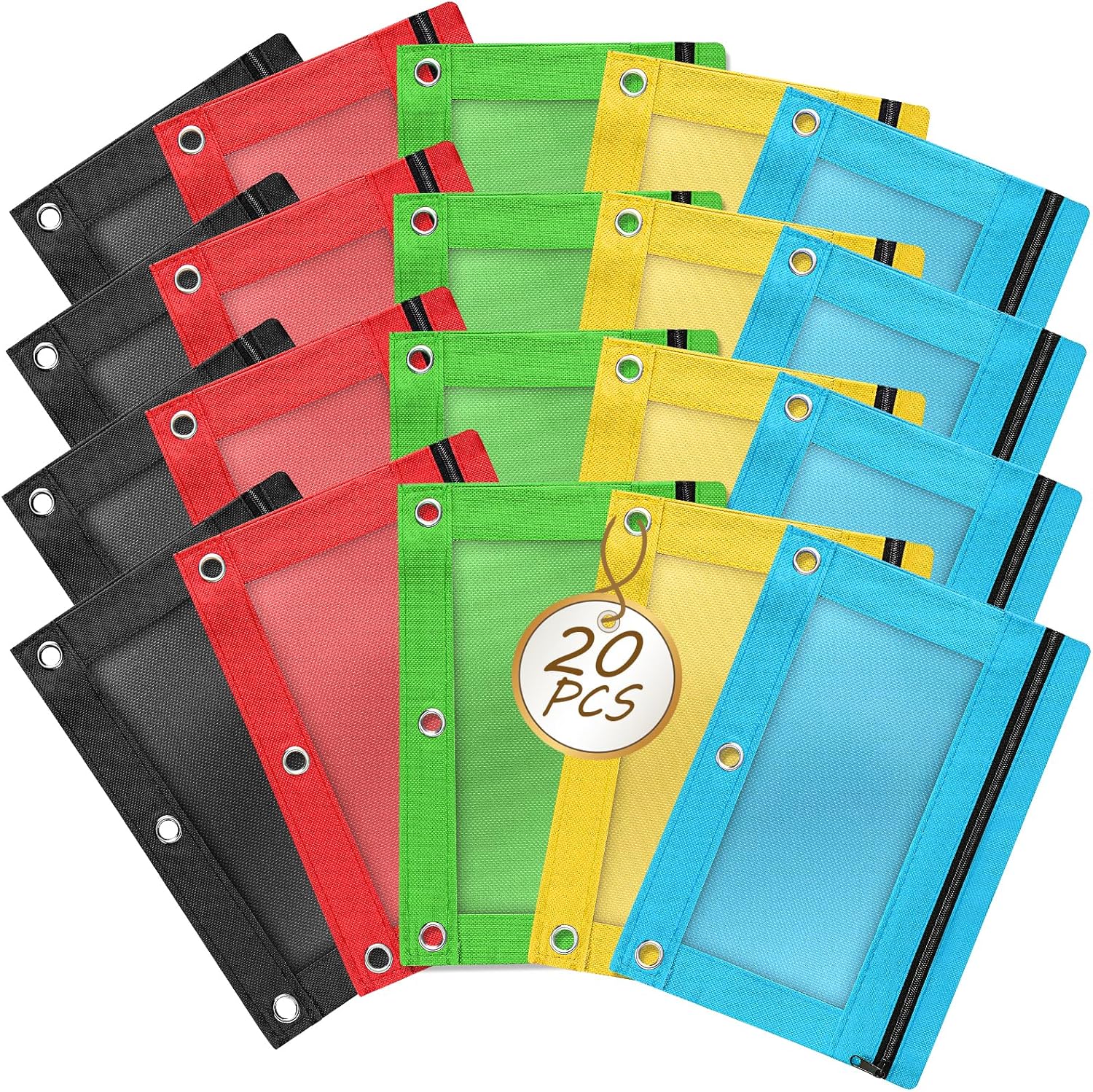 Amazon.com : Pencil Pouch for 3 Ring Binder, 20 Piece Bulk 3 Holes ...