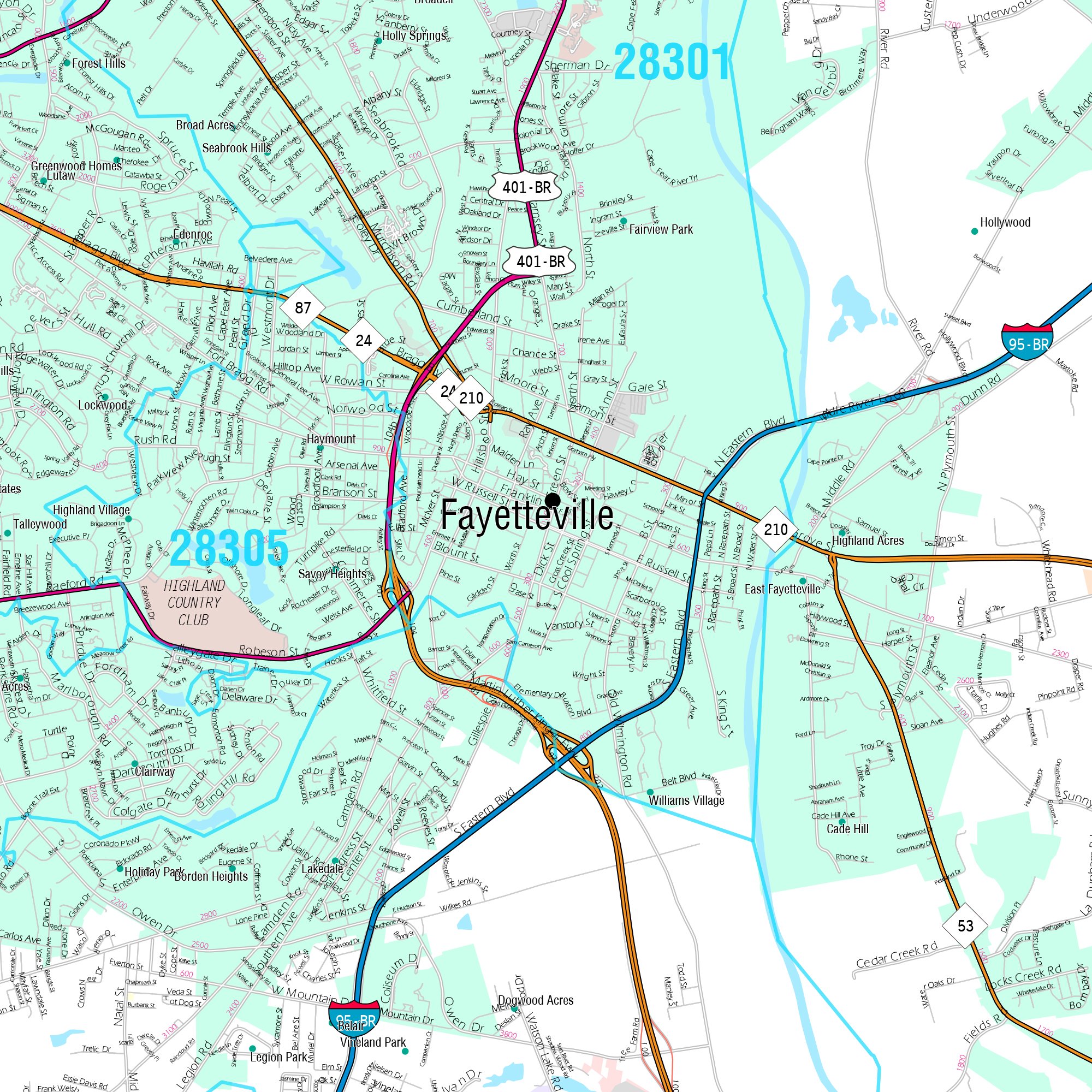 Fayetteville Zip Code Map