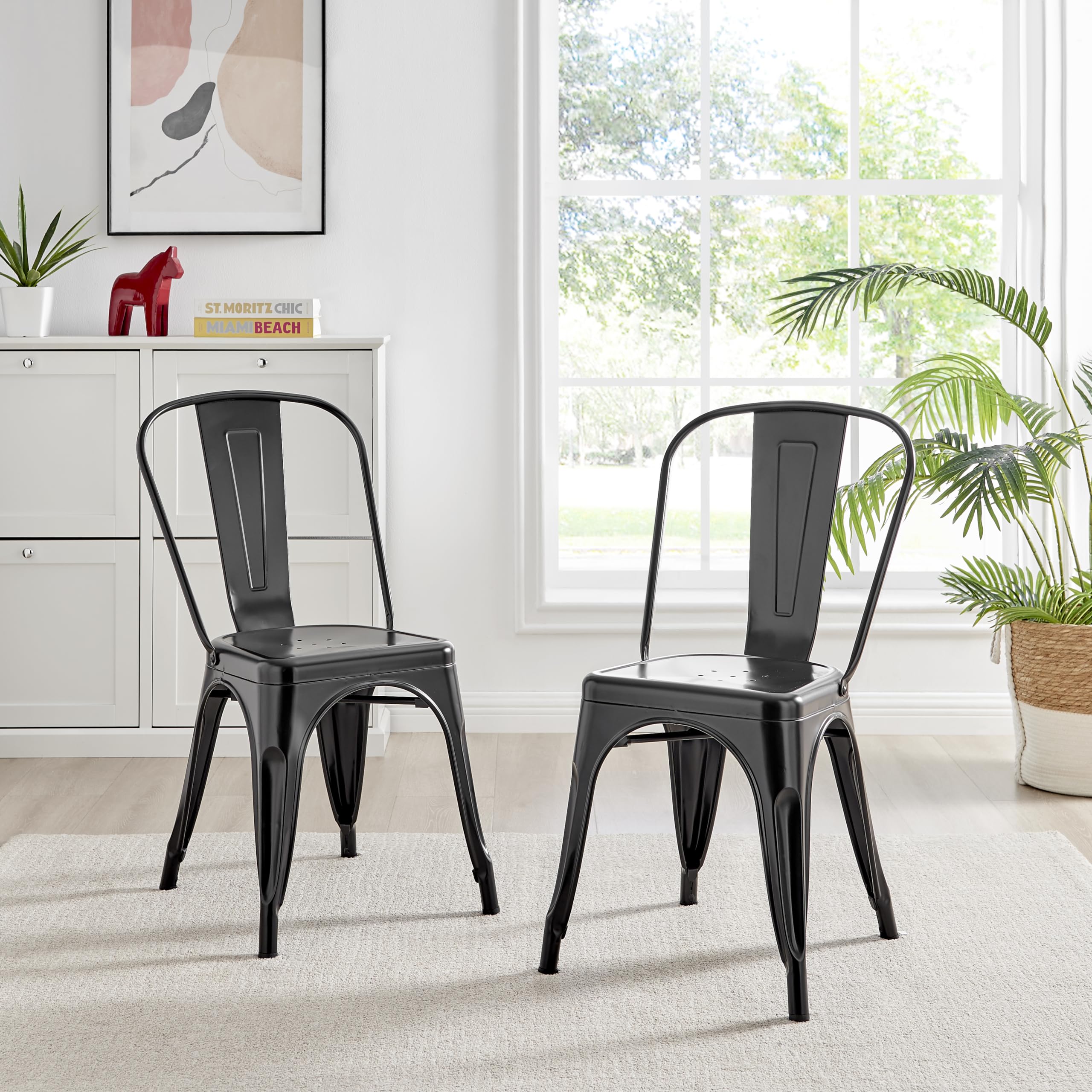 Indoor Wrought Iron Kitchen Chairs Colton Stackable Industrial Metal