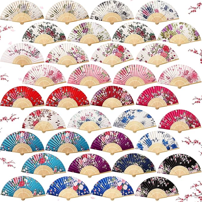 Amazon.com: 36 Pcs Floral Folding Hand Fan for Women Decorative Folding ...