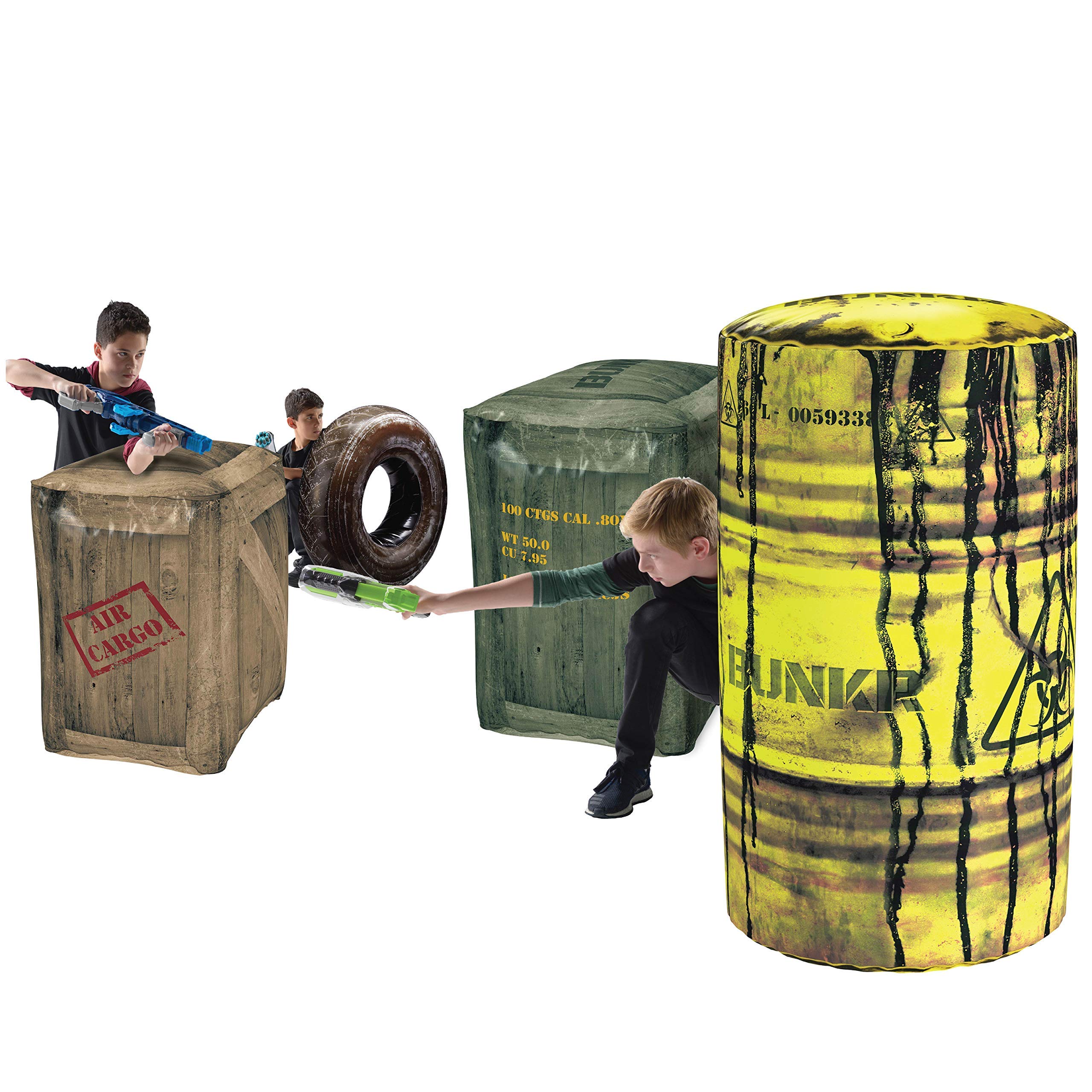 Nerf Bunkr Battle Stackers Inflatable Battlezone 4 Pack Shield Bunker ...