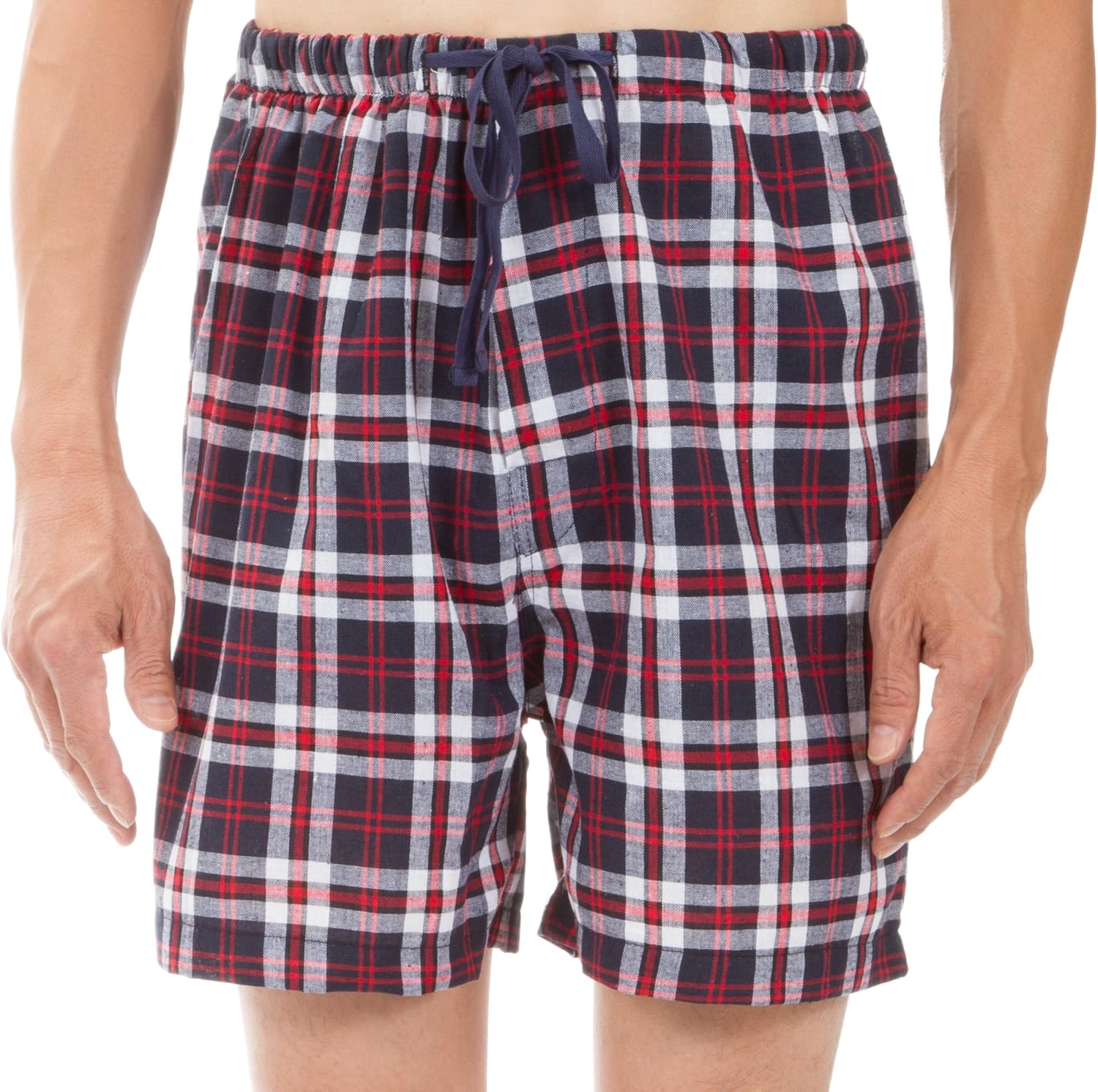 Leisureland Men's Plaid Pajama Boxers, PJ Shorts, PJ Lounge Shorts, Red ...