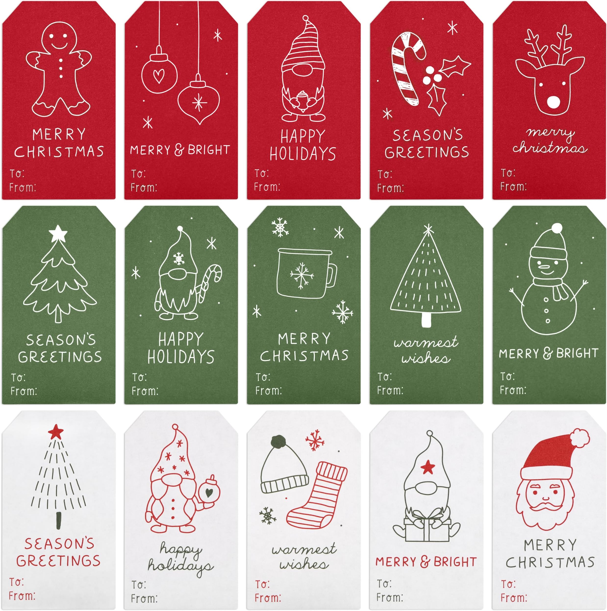 Amazon.com: Beautiful Christmas Gift Tags Stickers - 210 Quality Doodle ...