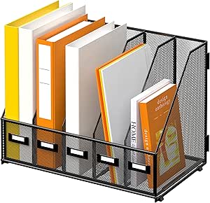 DALTACK Desk Organizers Metal Desk Magazine File Holder with 5 Vertical ...