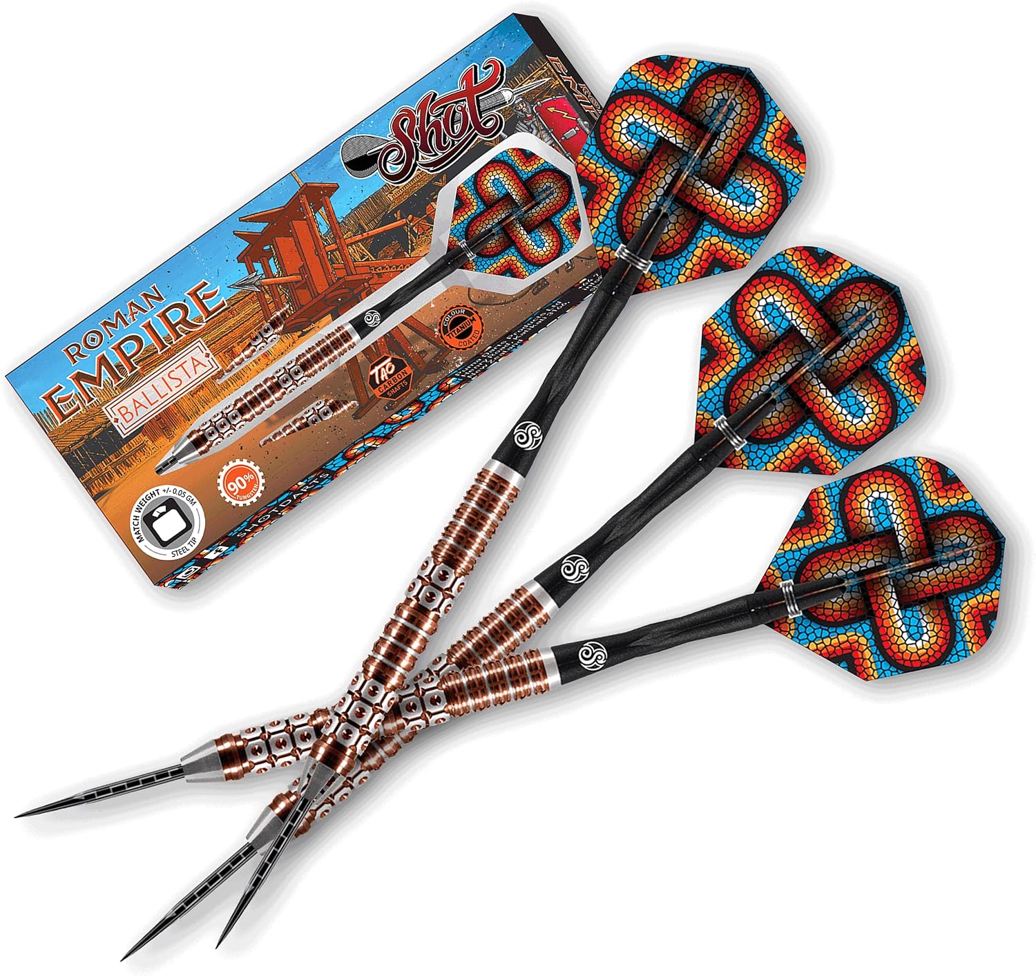 Shot! Darts Roman Empire Ballista Steel Tip Dart Set 90% Tungsten ...
