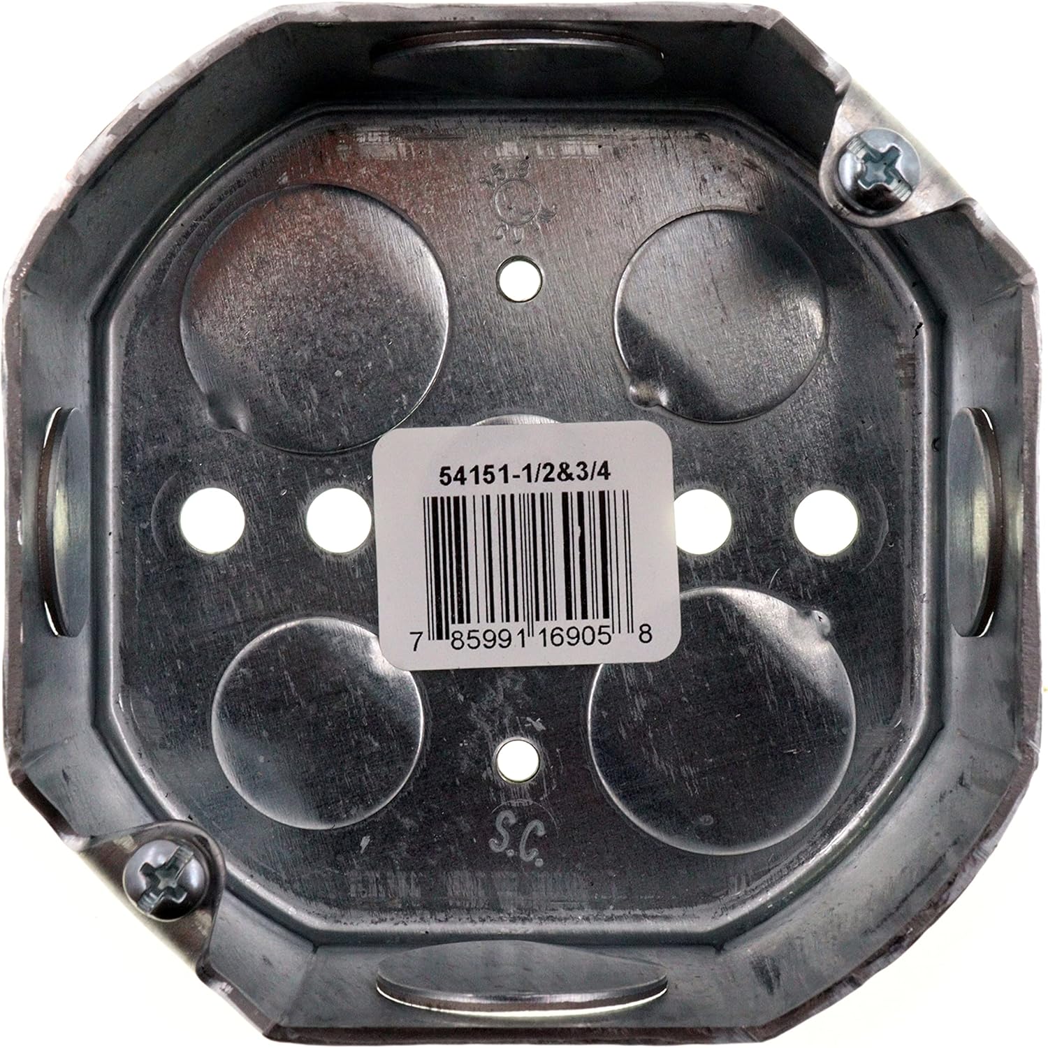Steel City 54151-1/2&3/4 Outlet Box, Octagon, Drawn Construction, 4 ...