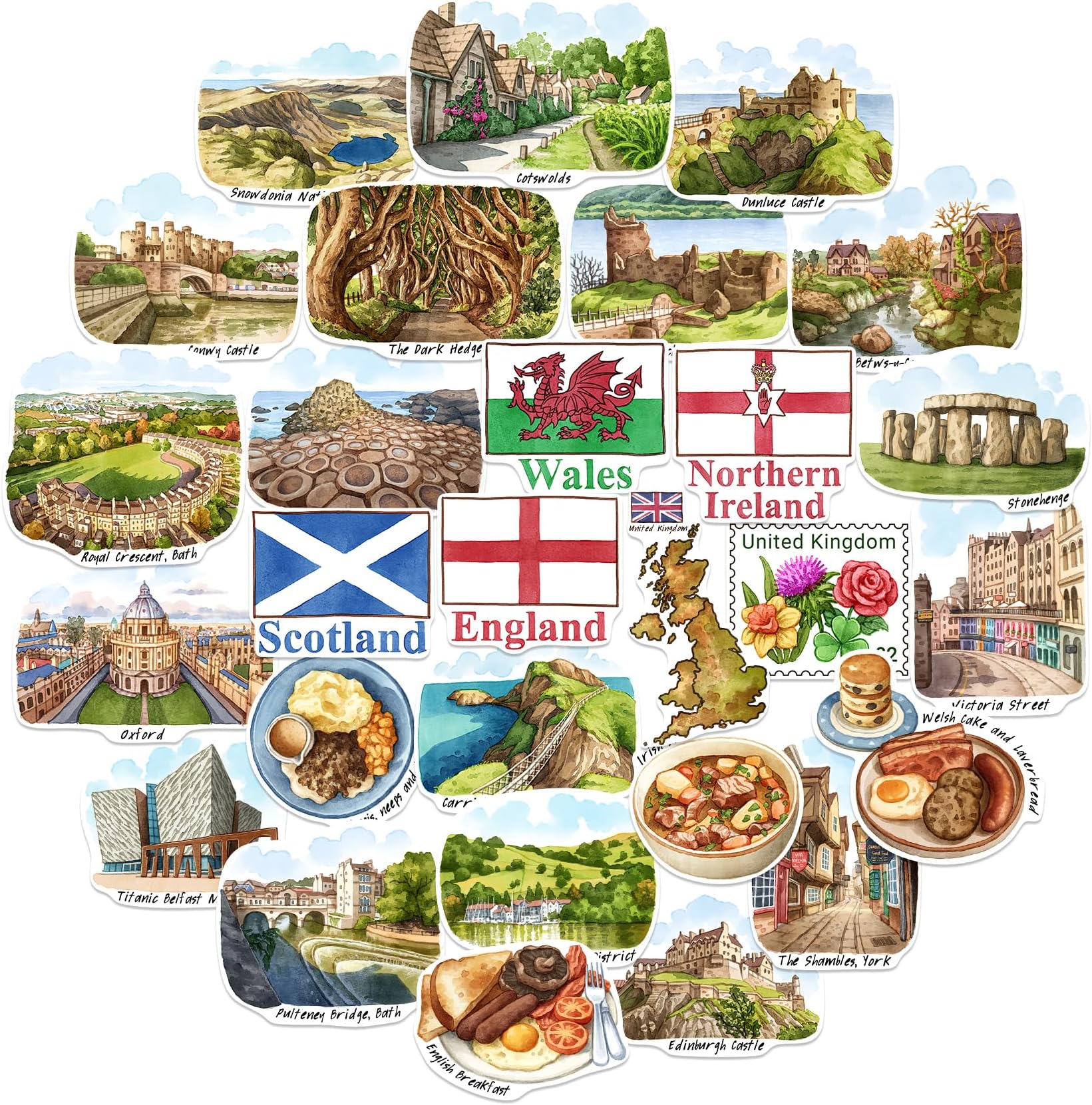 Amazon.com: Navy Peony Spectacular Scotland Travel Stickers (31pcs ...