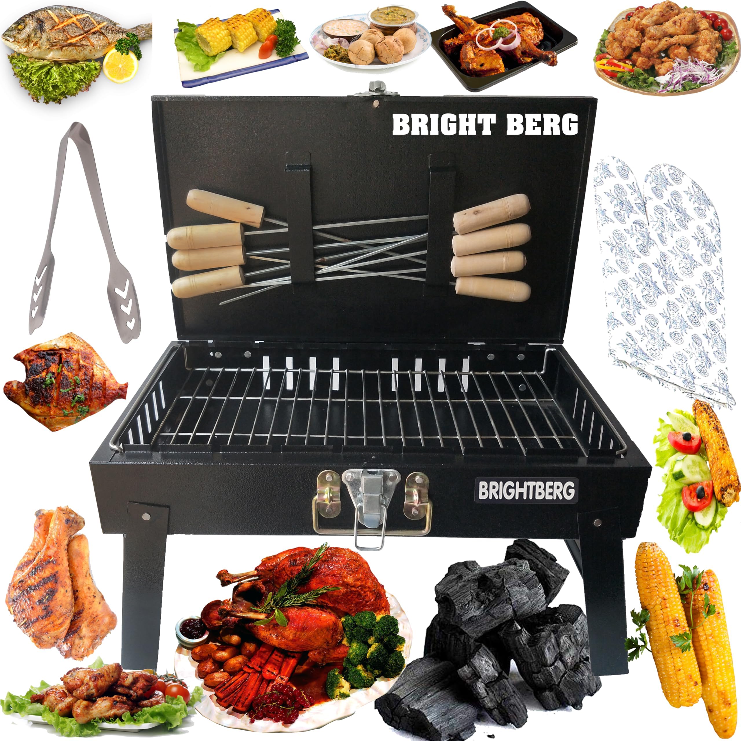Chefman Briefcase Barbeque Grill Charcoal Large Size Outdoor with ...