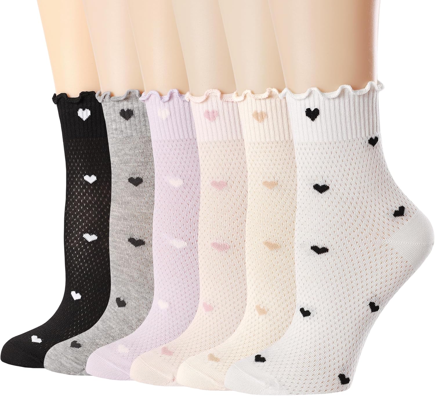 Amazon.com: Mcool Mary Women's Ruffle Socks,Casual Ankle Mesh ...