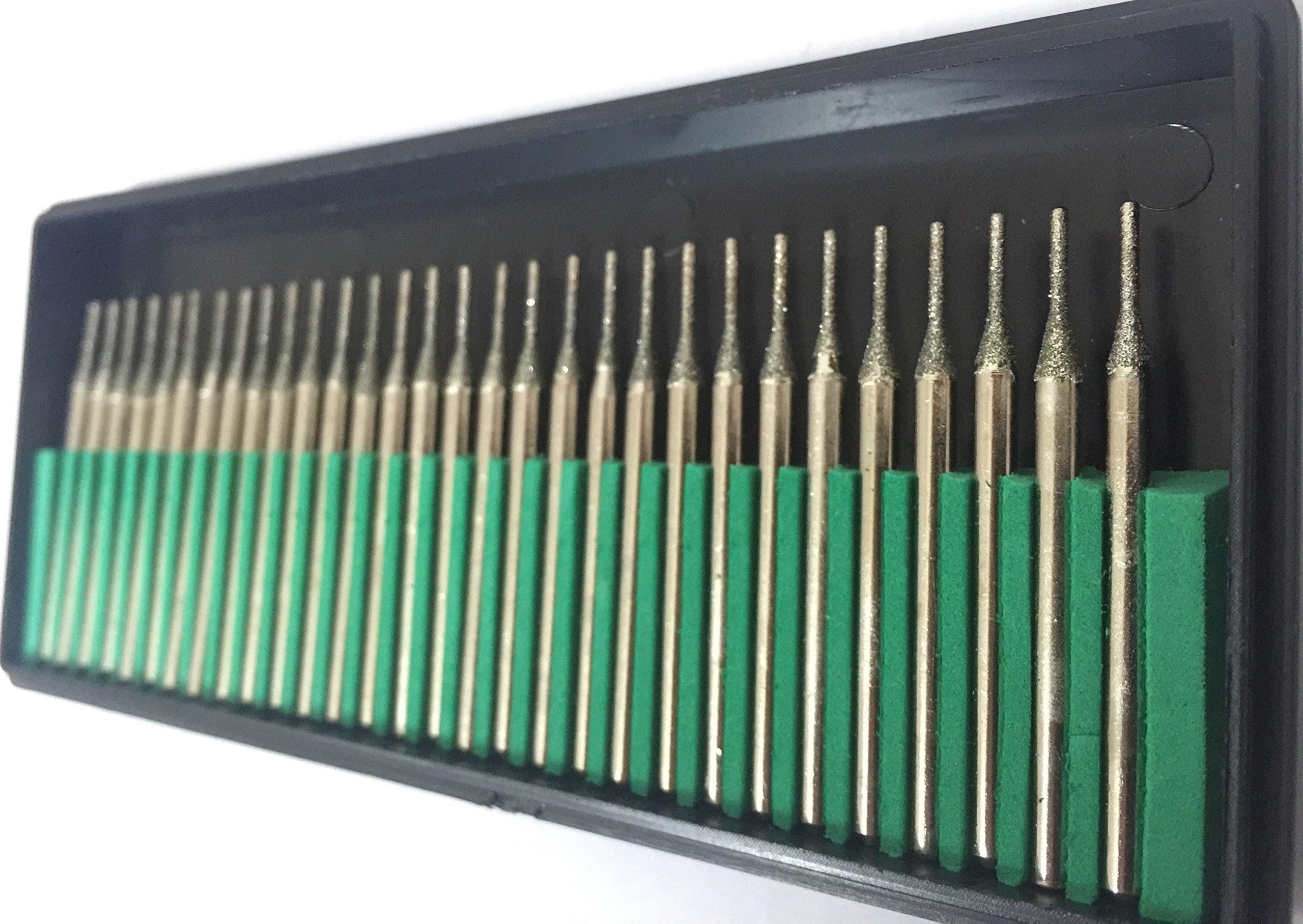 Bestgle 30 Pcs Diamond Burr Assortment Kit, 3mm Round Shank Diamond ...