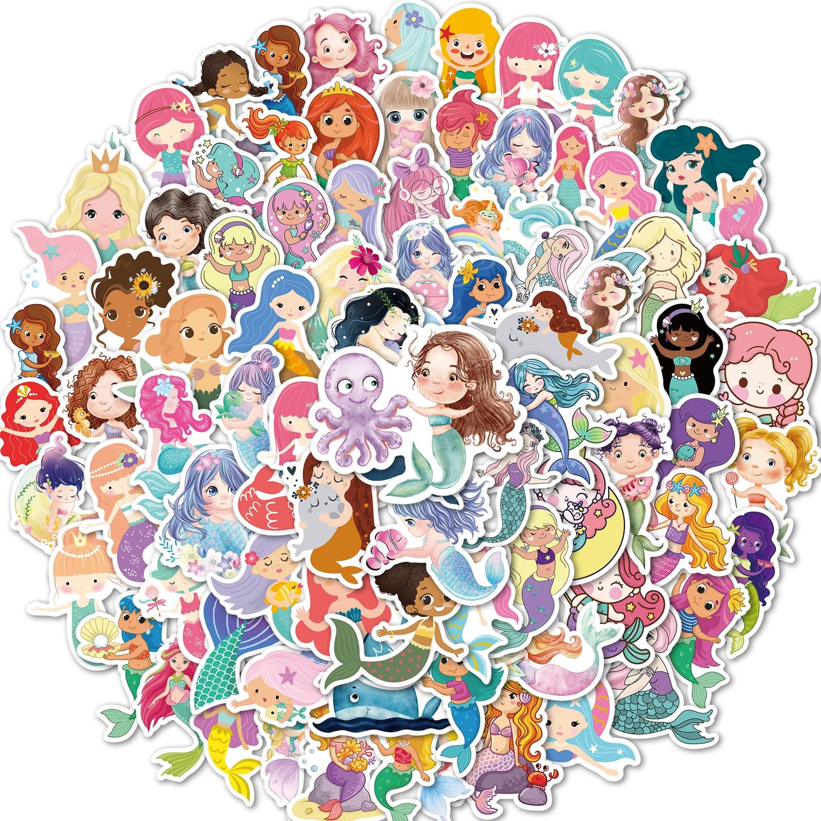 Amazon.com: 50pcs The Little Mermaid Princess Stickers Pretty Princess ...