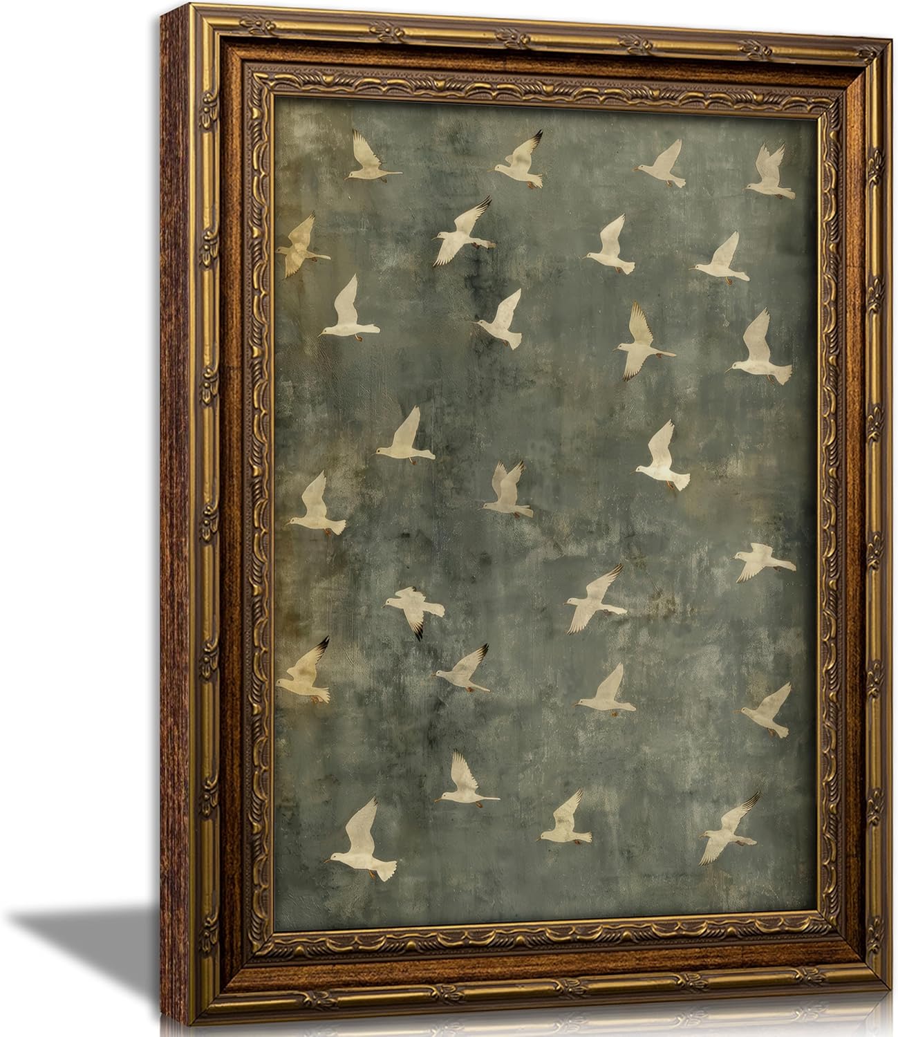 Amazon.com: Vintage Gold Framed Flying Birds Wall Art, Retro Muted ...