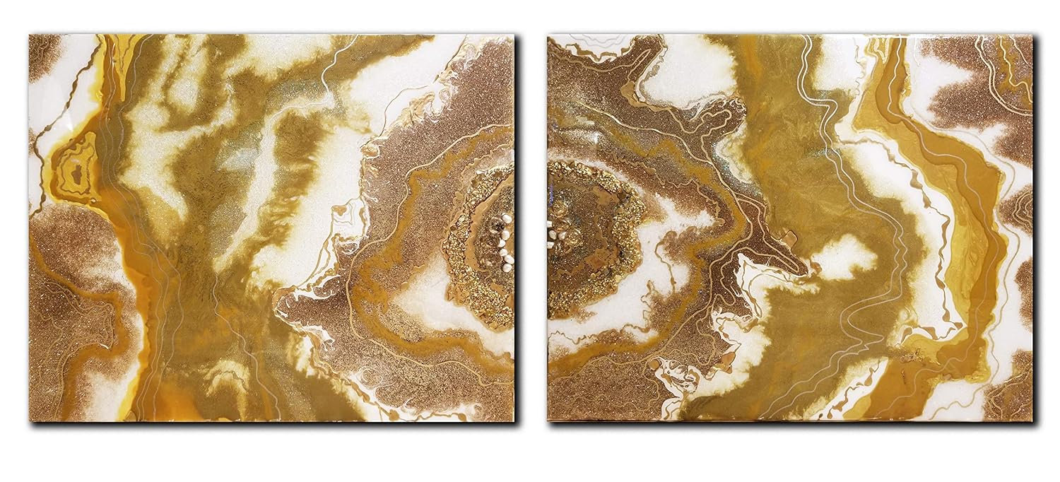 Amazon.com: Original Resin Art - Gorgeous Gold and White Resin Art Wall ...