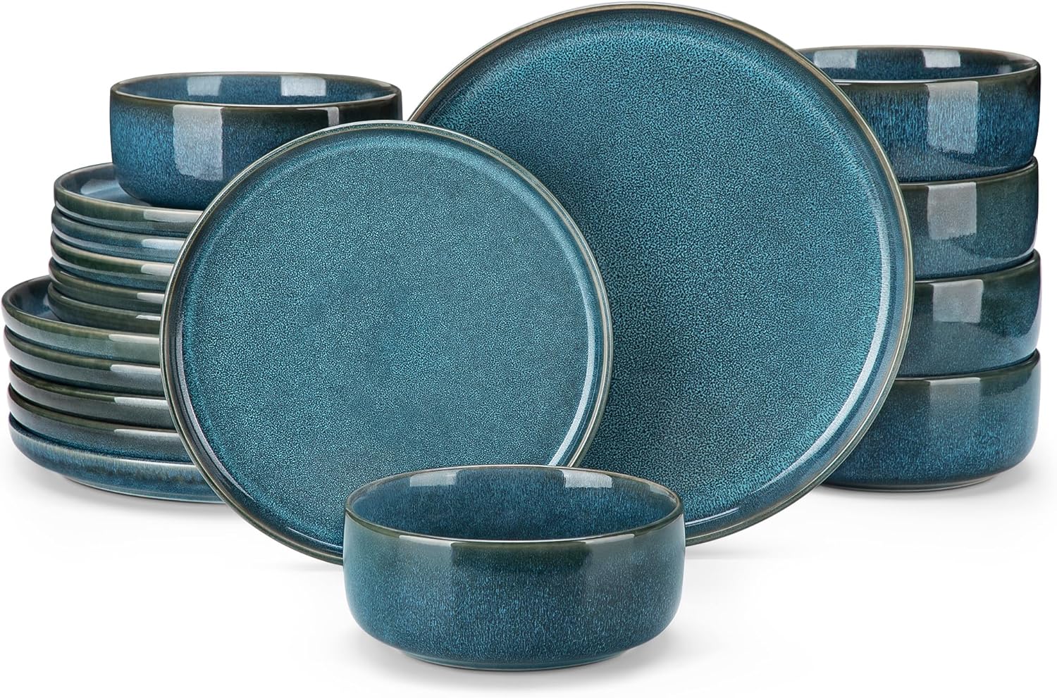 vancasso Vega Reactive Glaze Dinner Set, Blue Dinner Sets for 6 People ...