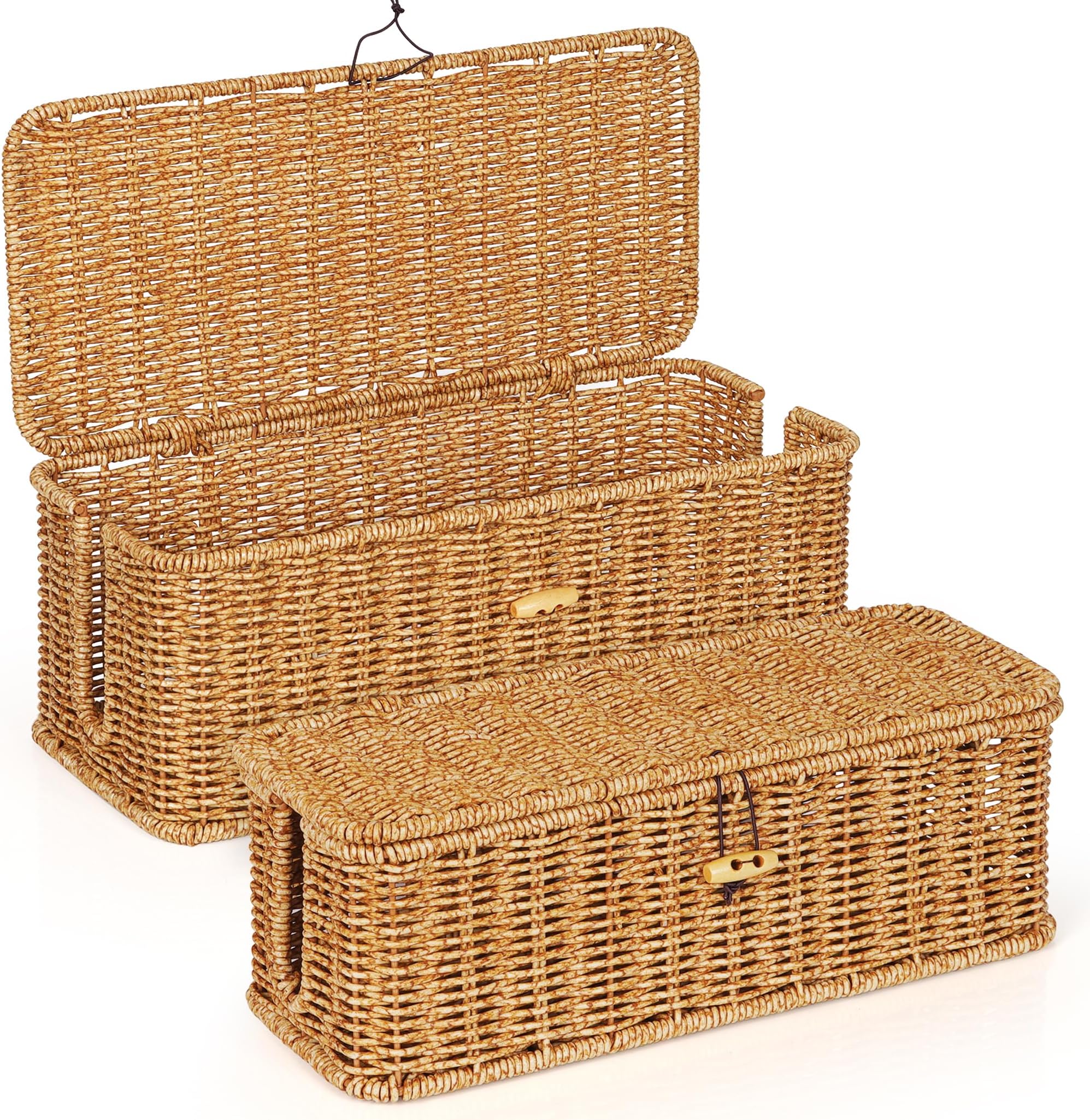 Amazon.com: Cable Management Box, Handwoven Faux Rattan Cord Organizer ...
