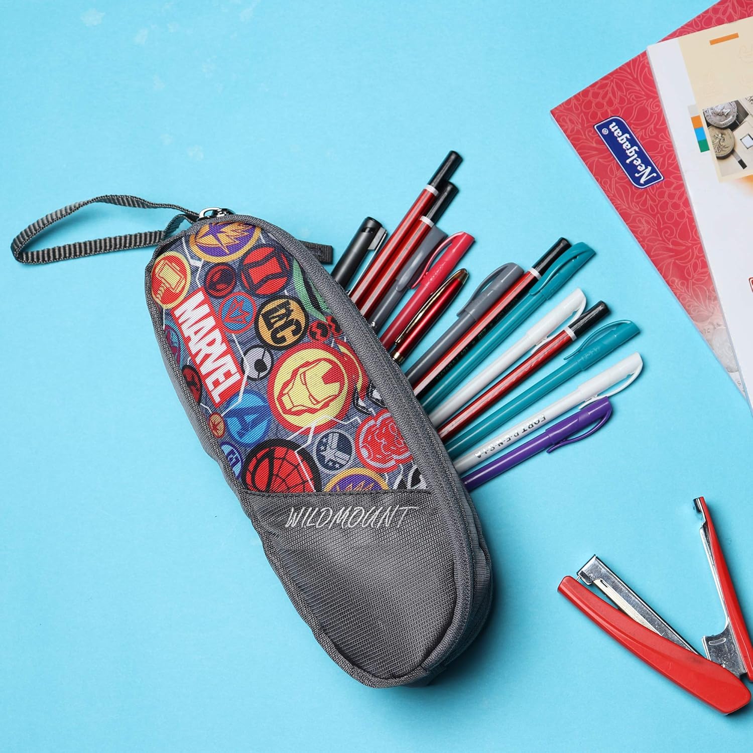 WILDMOUNT Cotton Multi Utility Dual Compartment Pouch (Blue Yellow Red ...