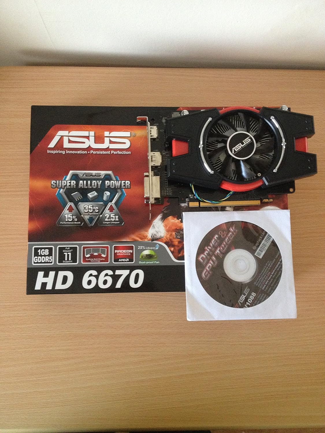 Asus AMD Radeon HD 6670 Graphics Card (1GB, PCI-Express, GDDR5, Dust ...