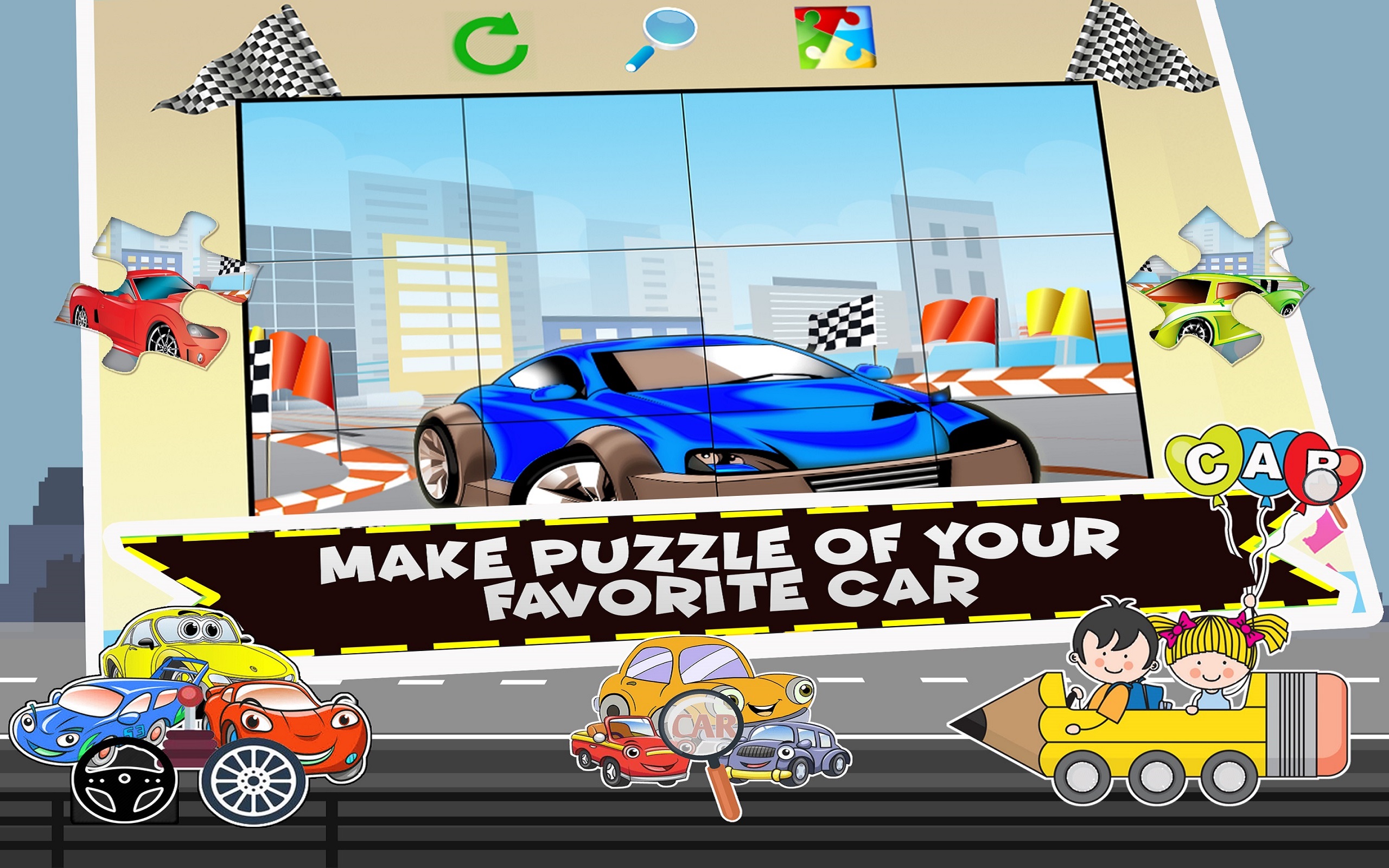 Learn ABC Car Coloring Games - Cars Jigsaw Puzzle - App on Amazon Appstore