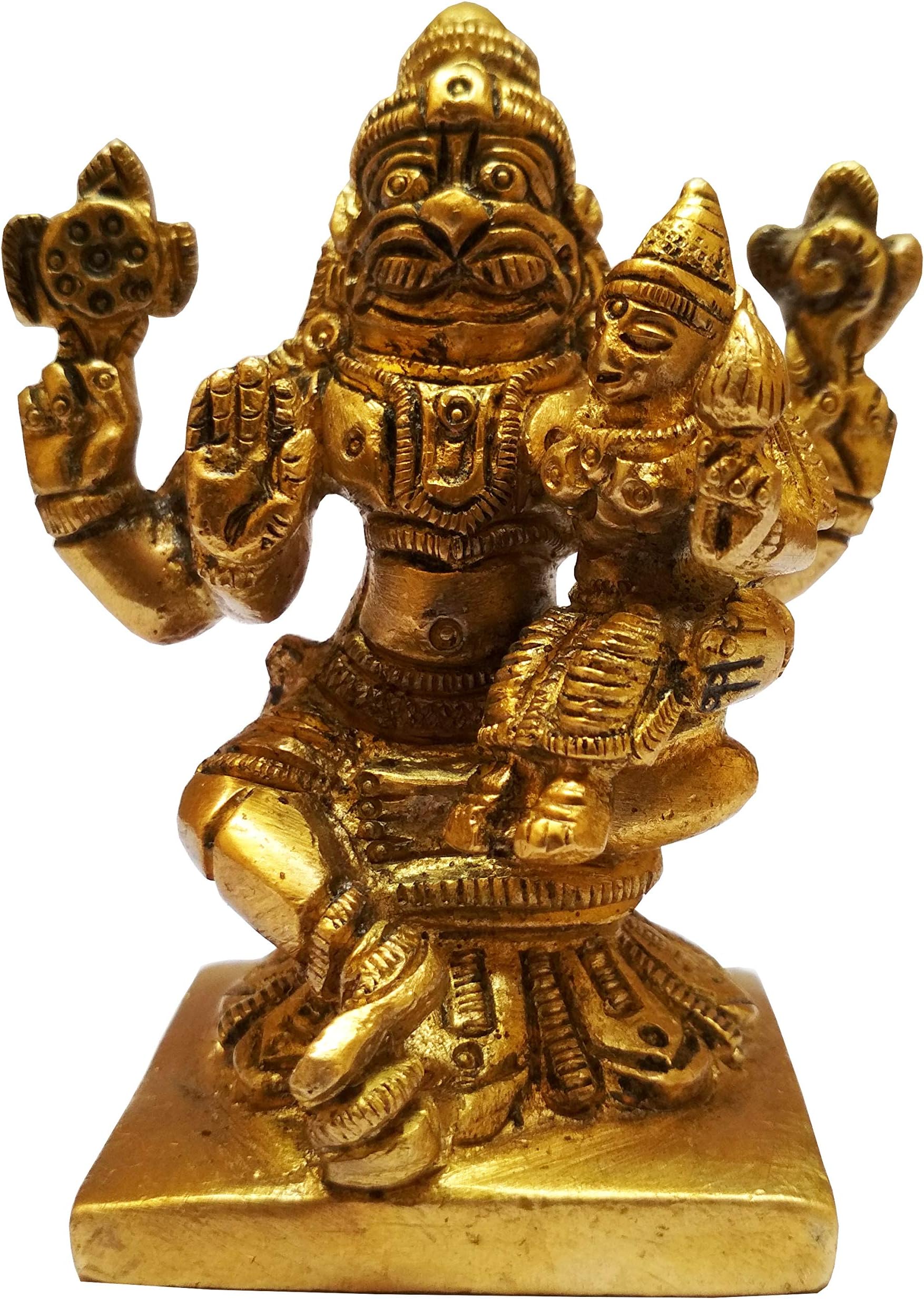 Buy Antiq Decor Lakshmi Narasimha Swamy Idol Brass (4 Inch) Small Size laxmi narasimha Brass ...