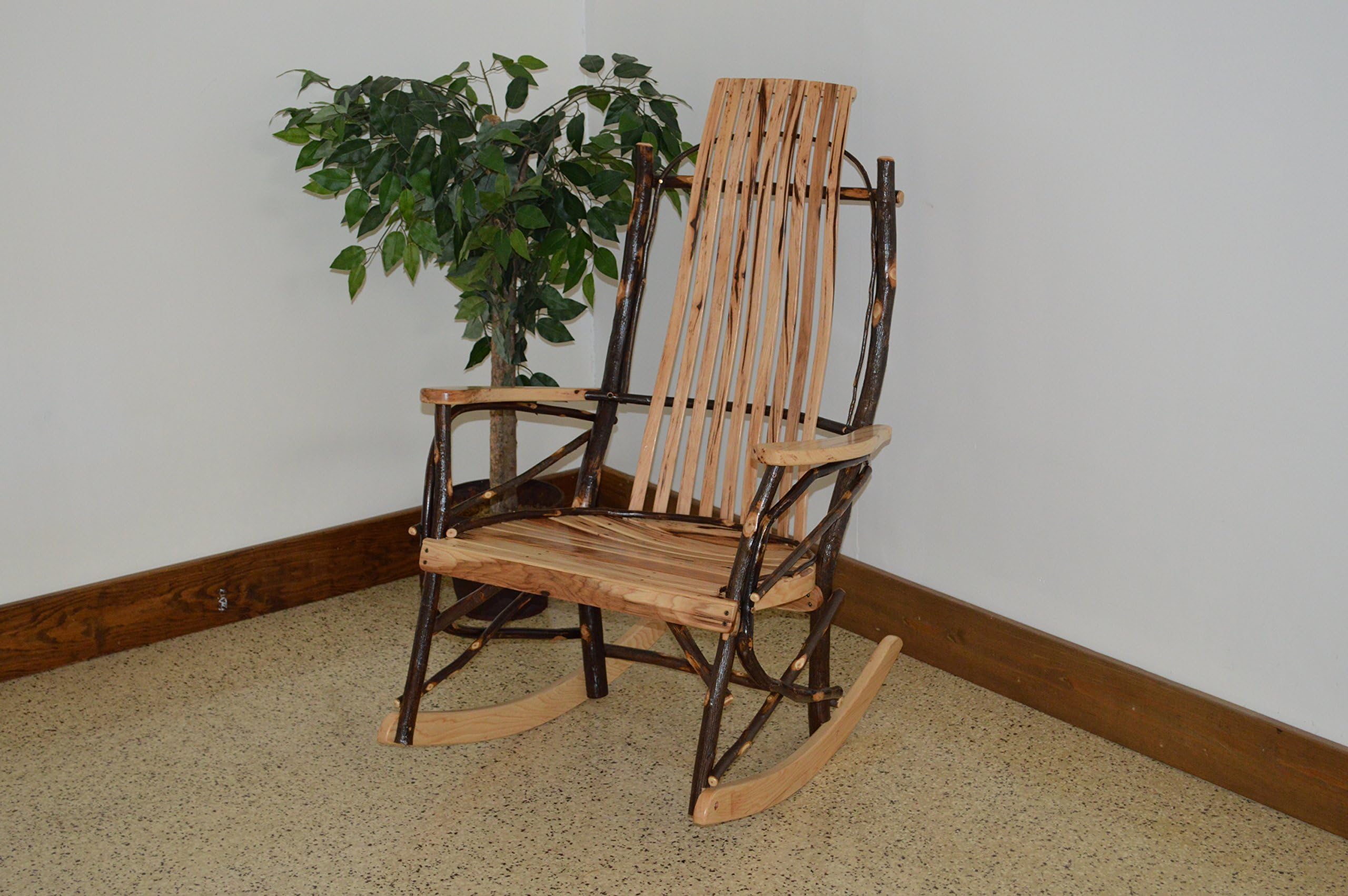 Amazon.com: A & L Furniture Hickory 9-Slat Rocker Chair, Rustic Hickory ...