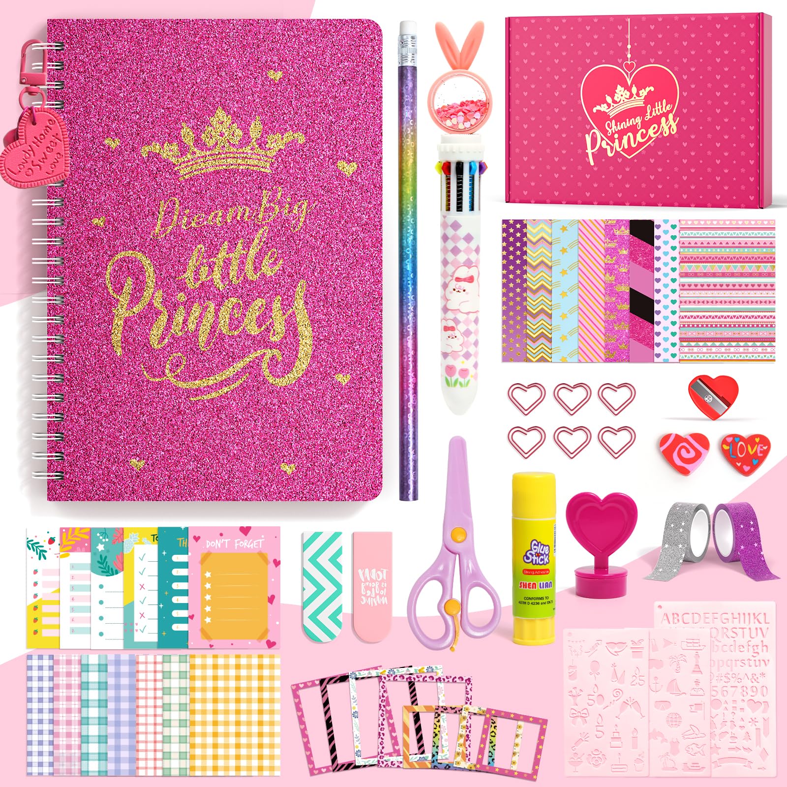 ADUSRIZ Princess DIY Journal Kit for Girls, 50+Pcs Gifts for Girls Ages ...
