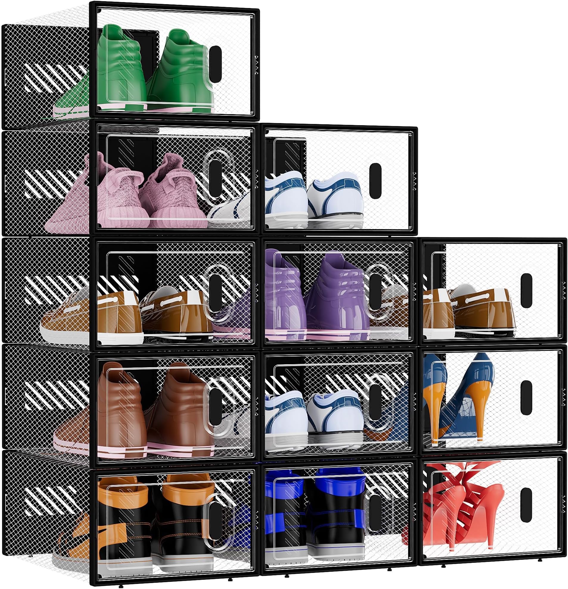 Amazon.com: X Large Shoe Organizer Storage Boxes for Closet, Modular ...