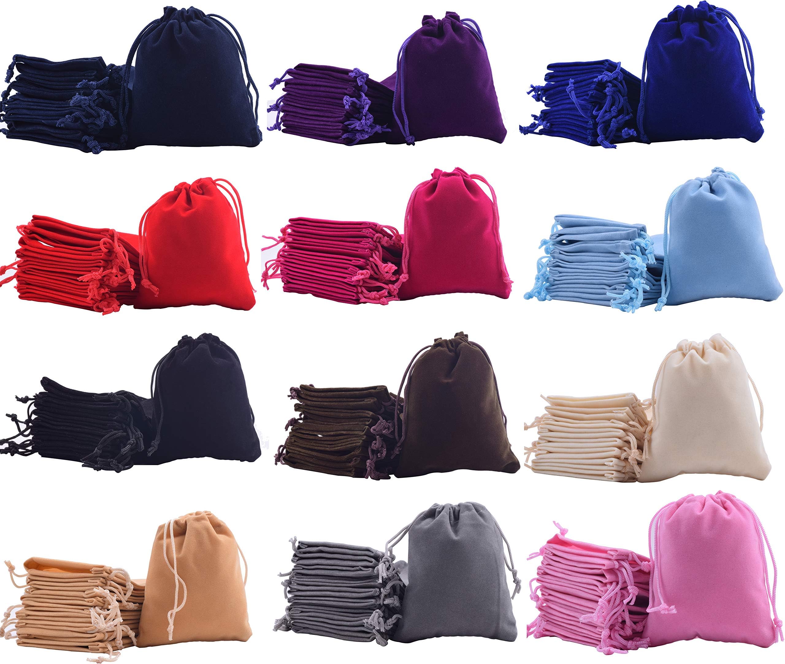 Amazon.com: Sansam 24pcs 12 Colors Mixed Drawstrings Velvet Bags for ...