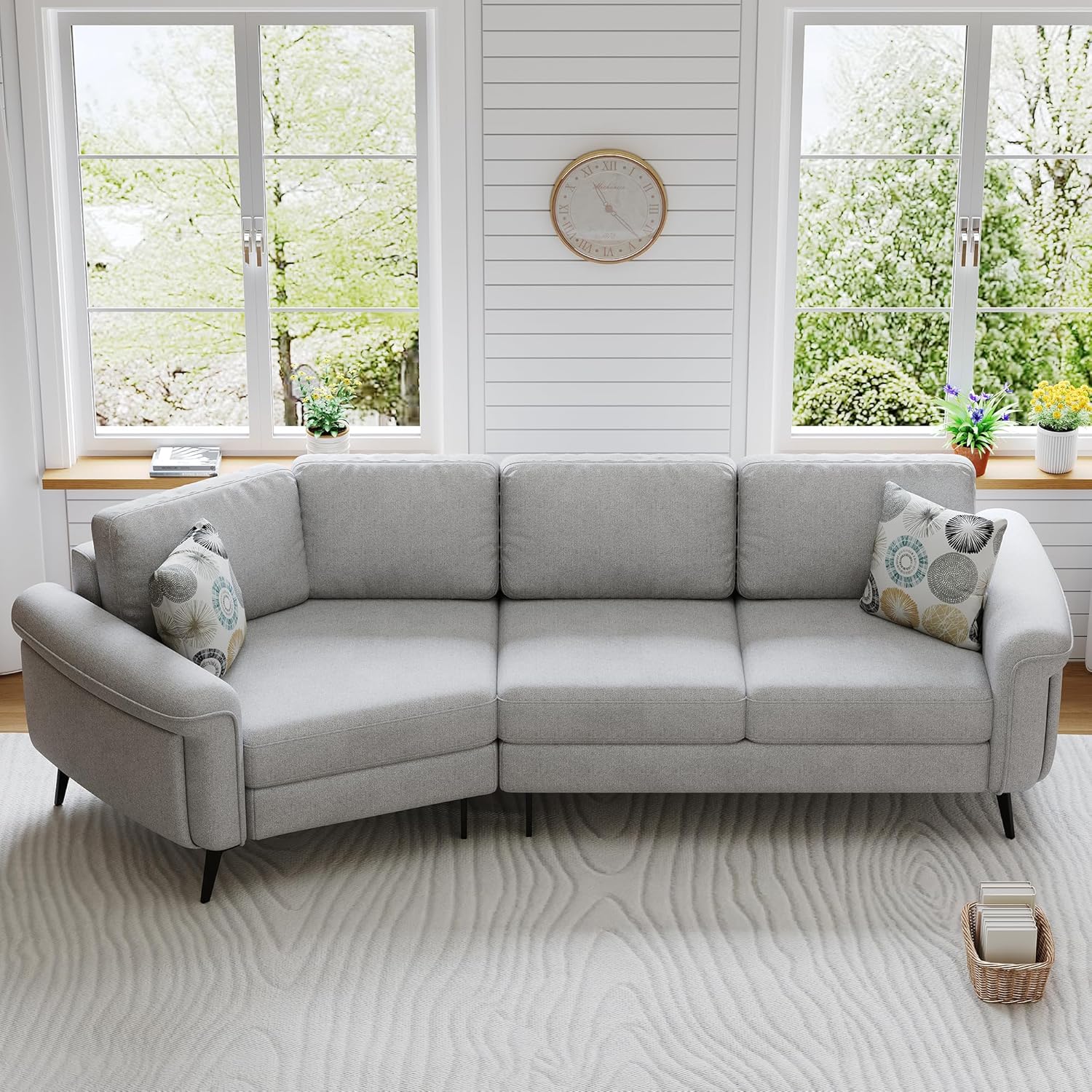 Amazon.com: Ball & Cast 111" Upholstered 3-Seater Curved Sofa Couch ...