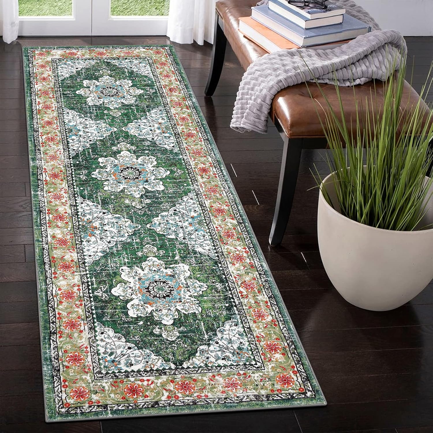 Ileading Vintage Runner Rug for Hallway, Machine Washable Area Rug ...